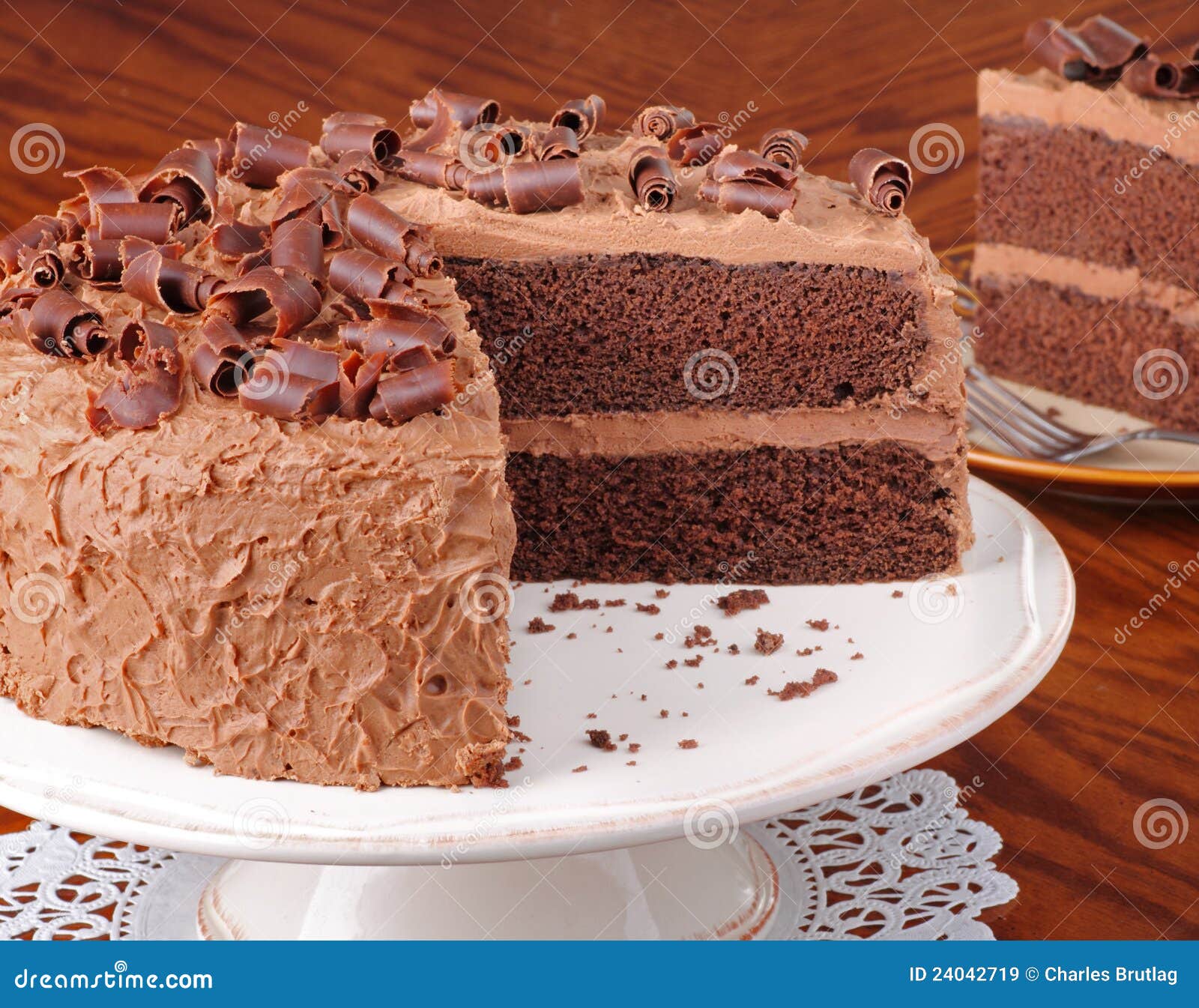 Sliced Chocolate Cake stock image. Image of baked, chocolate - 24042719