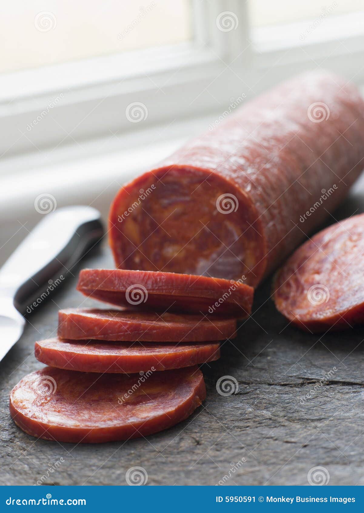 Sliced Chorizo Sausage stock image. Image of pane, meat - 5950591
