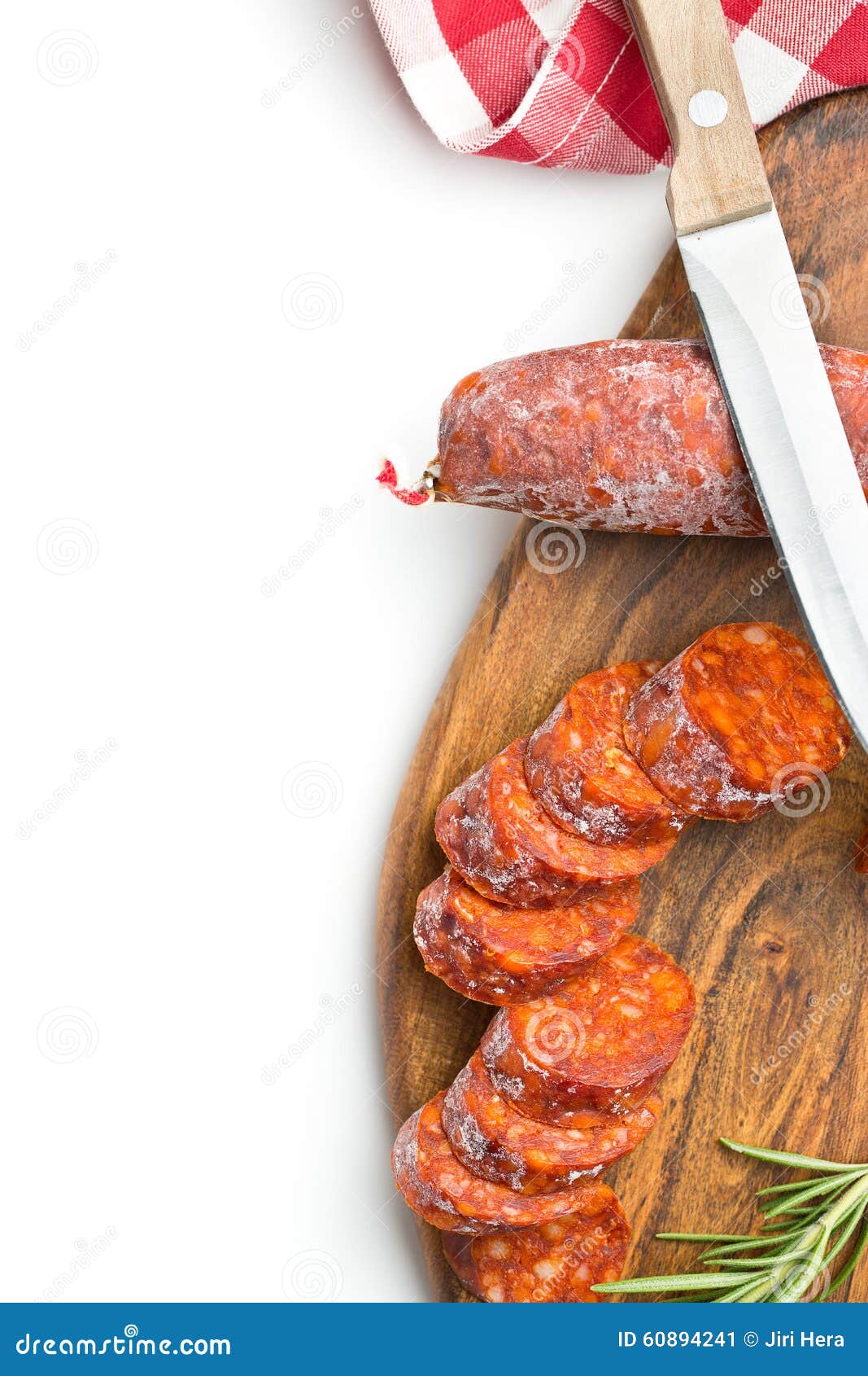 Sliced Chorizo Sausage and Cutting Board Stock Image - Image of meat ...