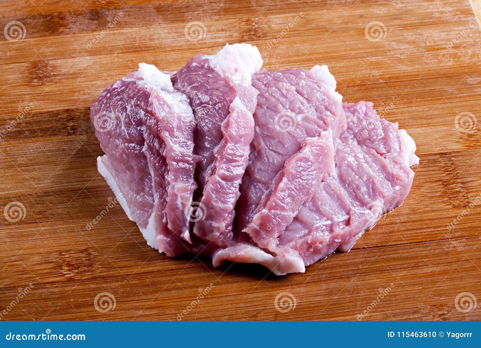 Sliced Chunks of Fresh Pork Stock Photo - Image of white, studio: 115463610
