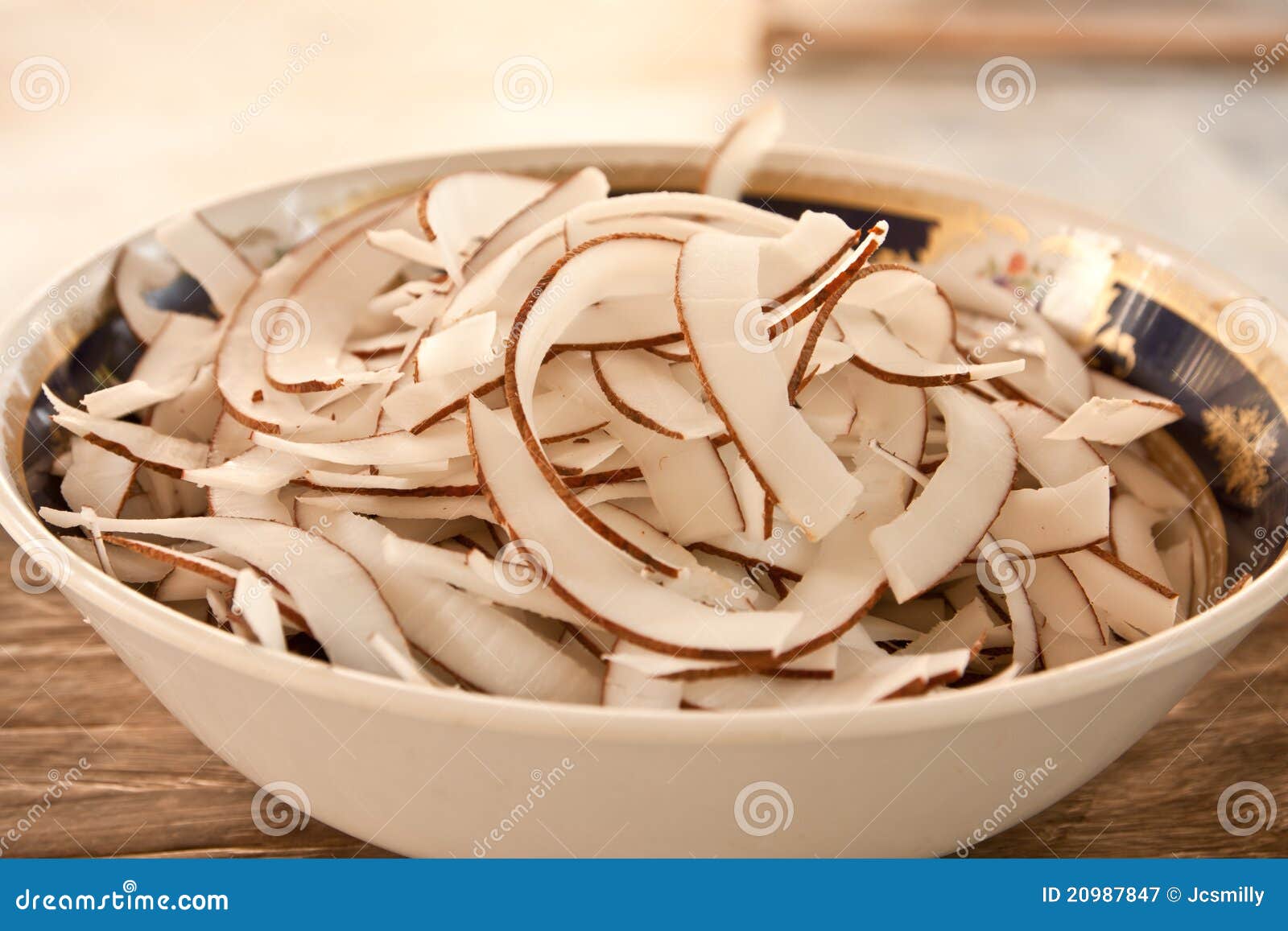 Sliced Coconut , Prepare for Thai Desert Stock Image - Image of piece ...