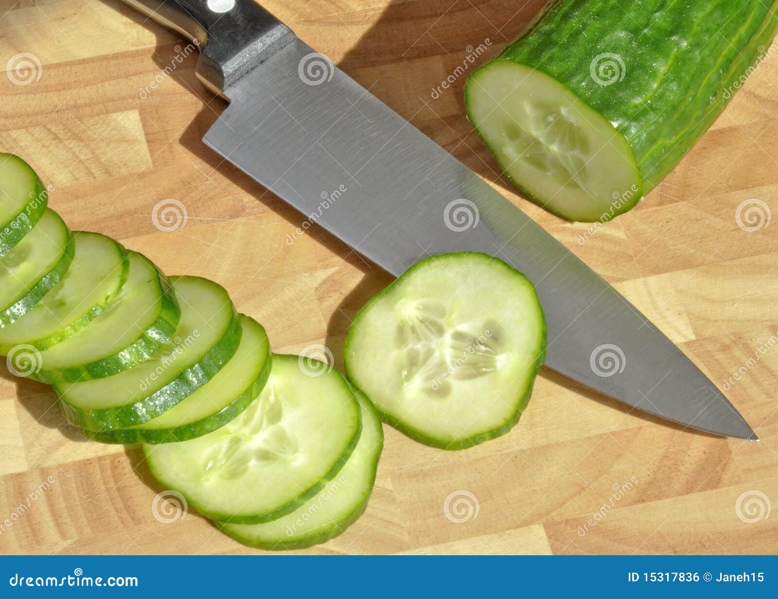 Sliced cucumber stock photo. Image of shadow, wood, refreshing - 15317836
