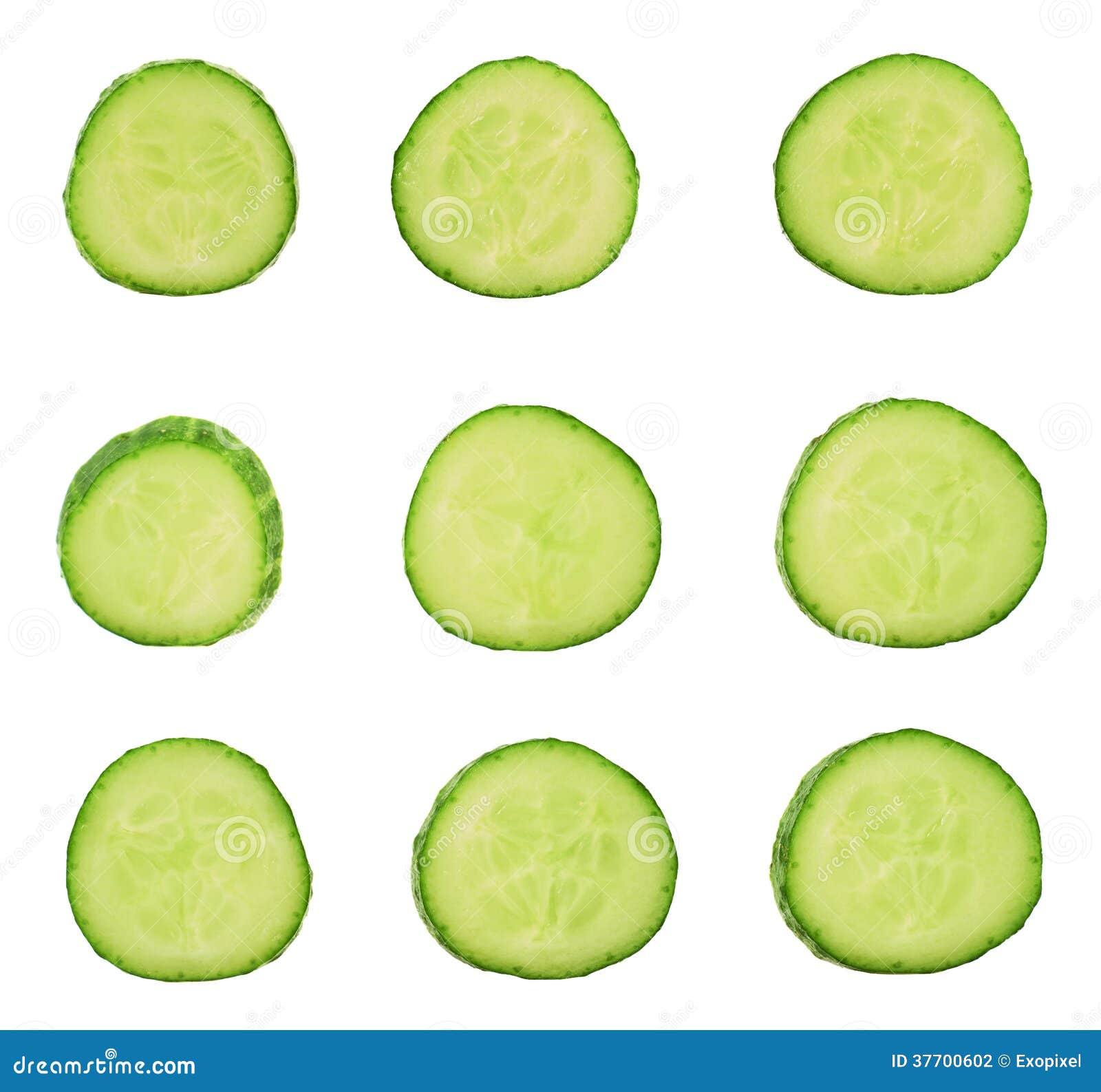 Sliced Cucumber Pieces Isolated Stock Photo - Image of healthy ...