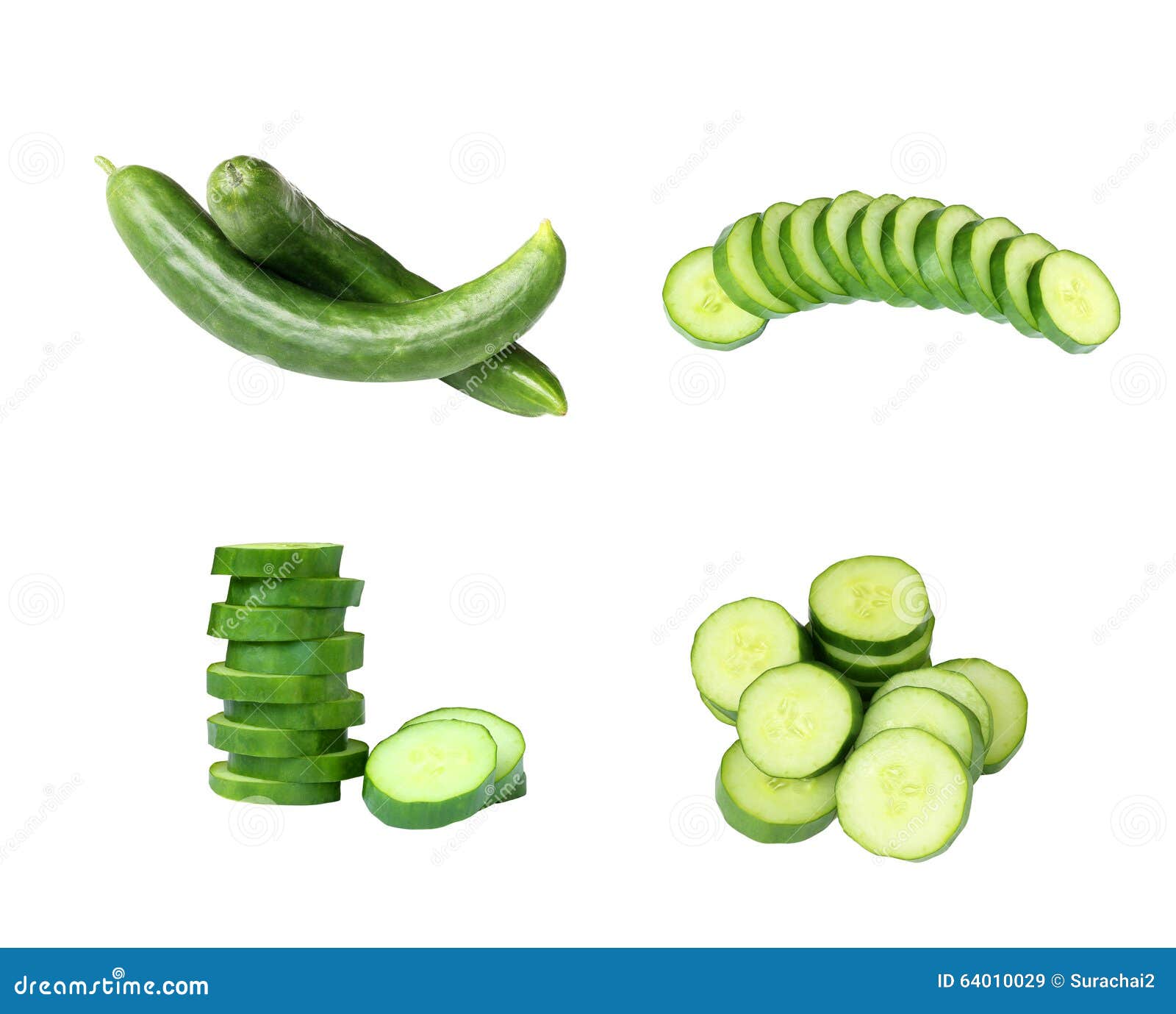 Sliced Cucumber in Stack on White Stock Image - Image of dieting ...