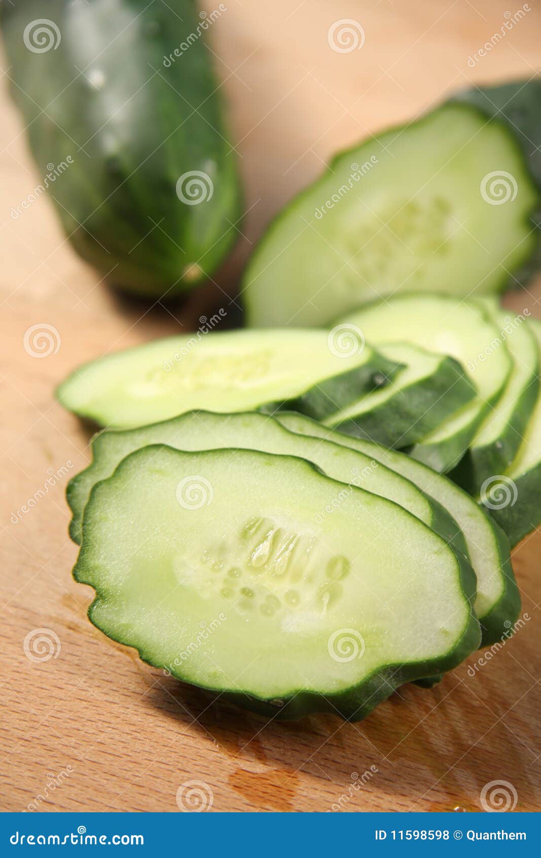 Sliced cucumbers stock photo. Image of selective, indoors - 11598598