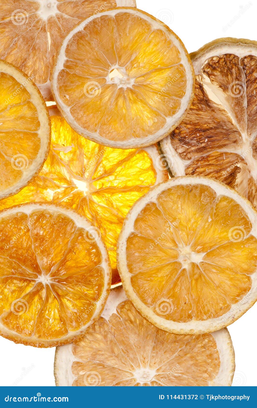 Sliced Dried Orange Pieces Against White Background Stock Photo - Image ...