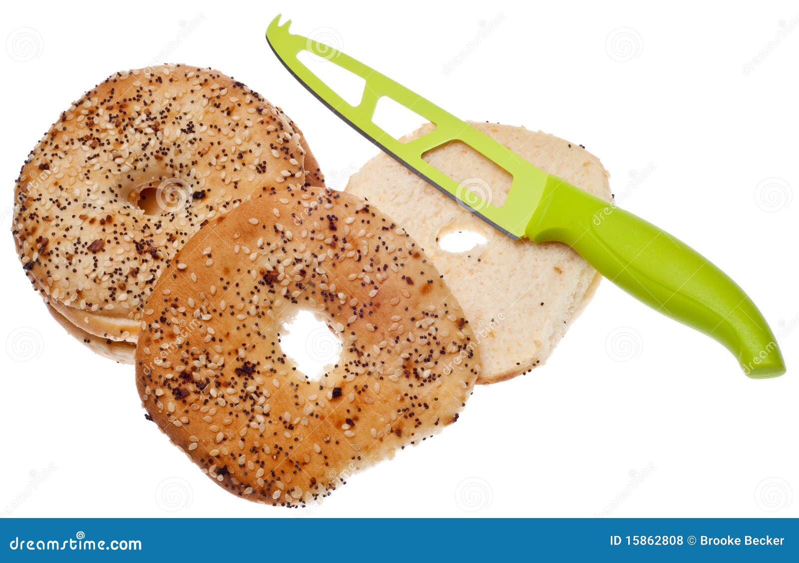 Sliced Everything Bagel stock photo. Image of snack, kitchenware - 15862808