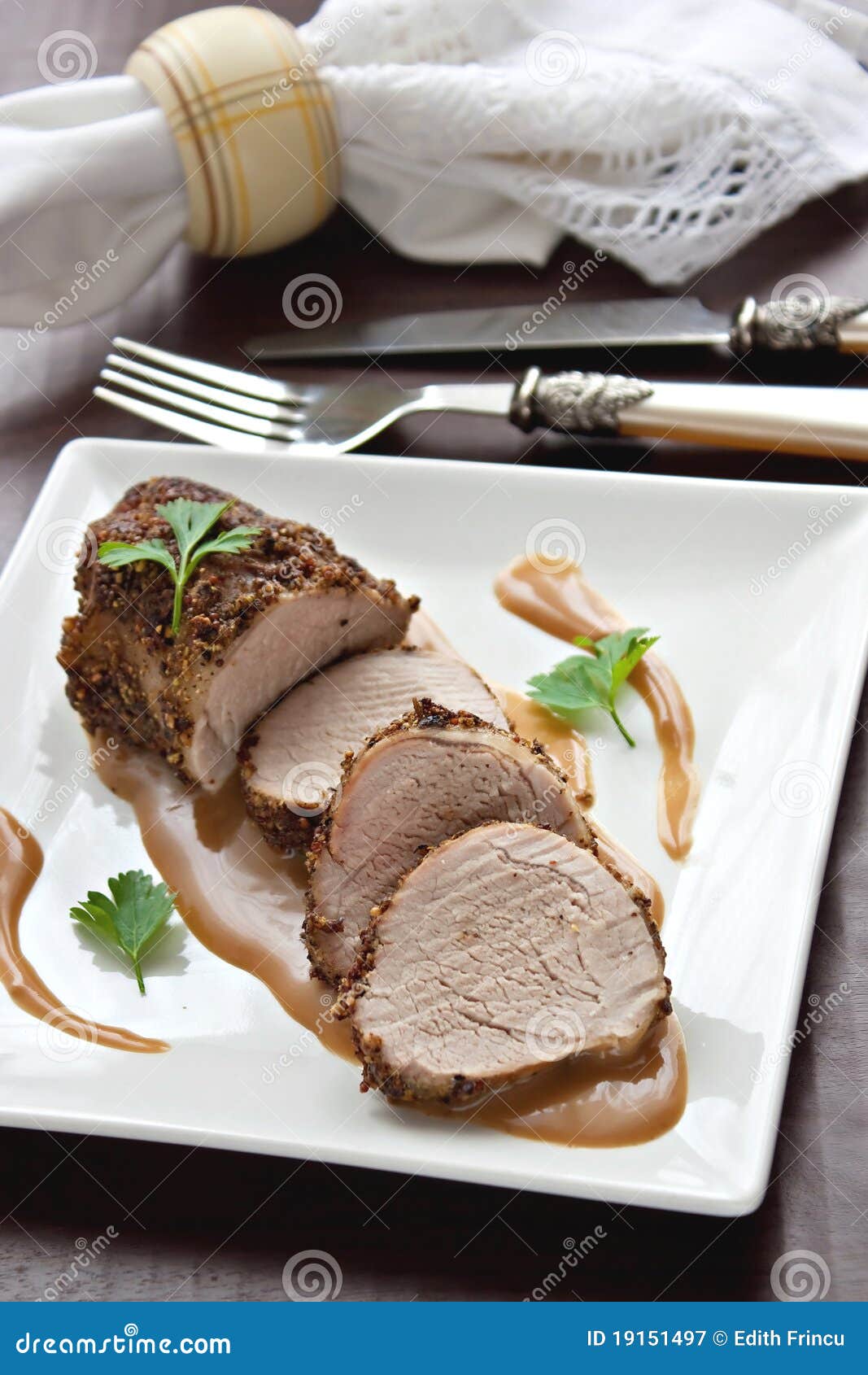 Sliced Fillet Mignon on a Plate Stock Image - Image of leaf, tasty ...