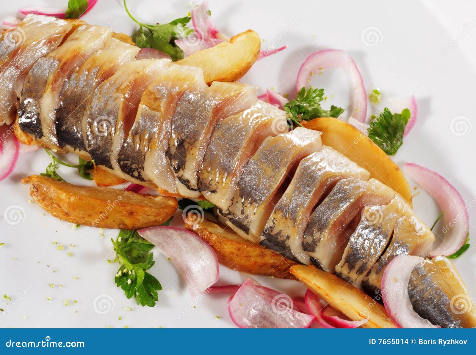 Sliced Fish stock photo. Image of dish, onion, food, dill - 7655014