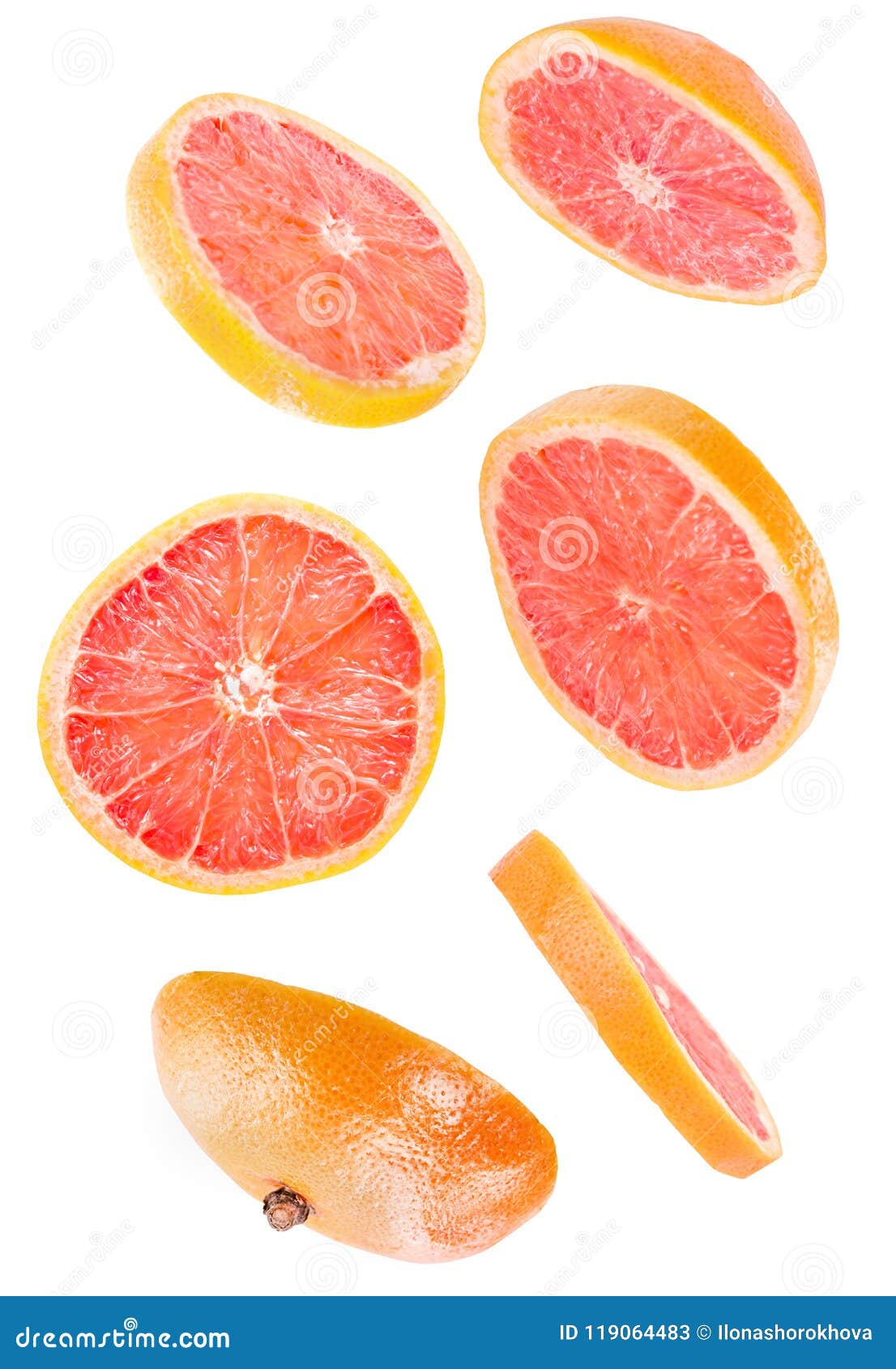 Sliced Flying Grapefruit Isolated on White Background with Clipping ...