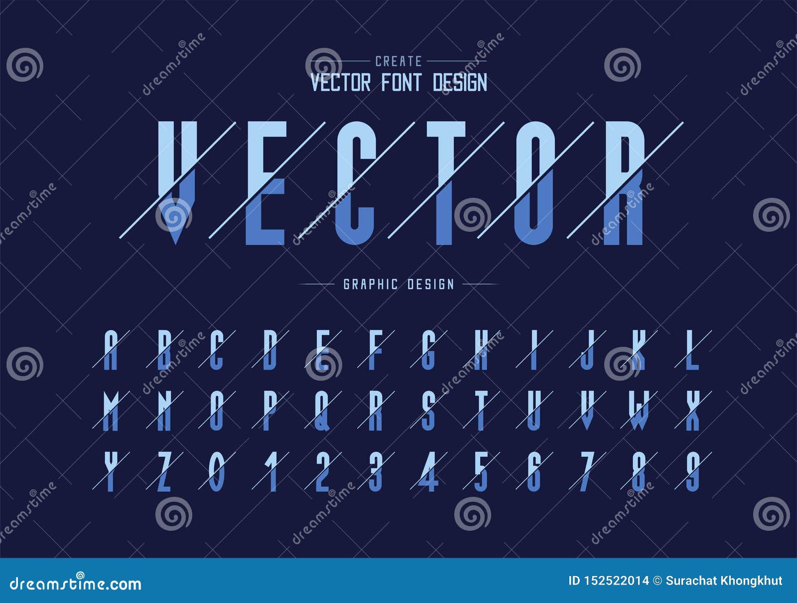 Sliced Font and Alphabet Vector, Tall Typeface Letter and Number Design ...