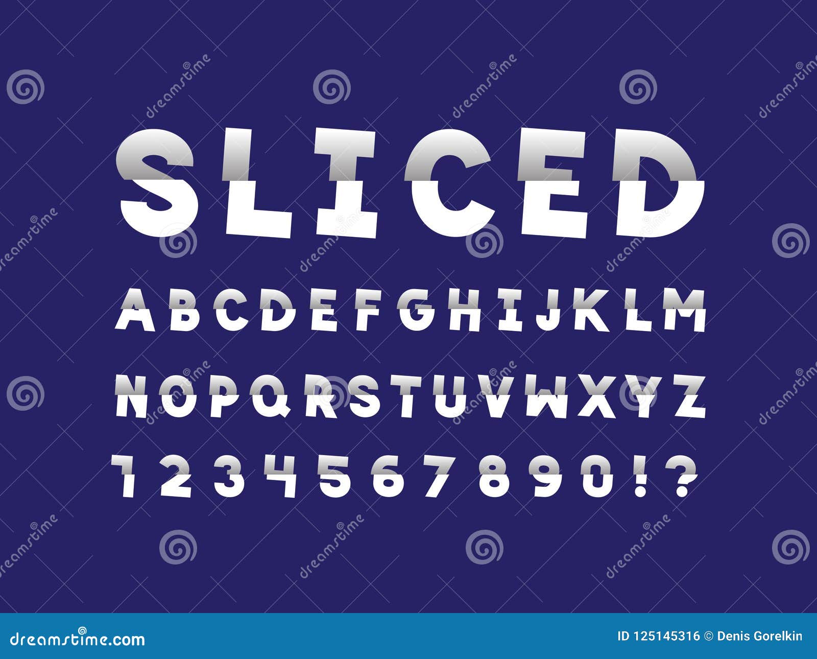 Sliced Font. Vector Alphabet Stock Vector - Illustration of shadow ...