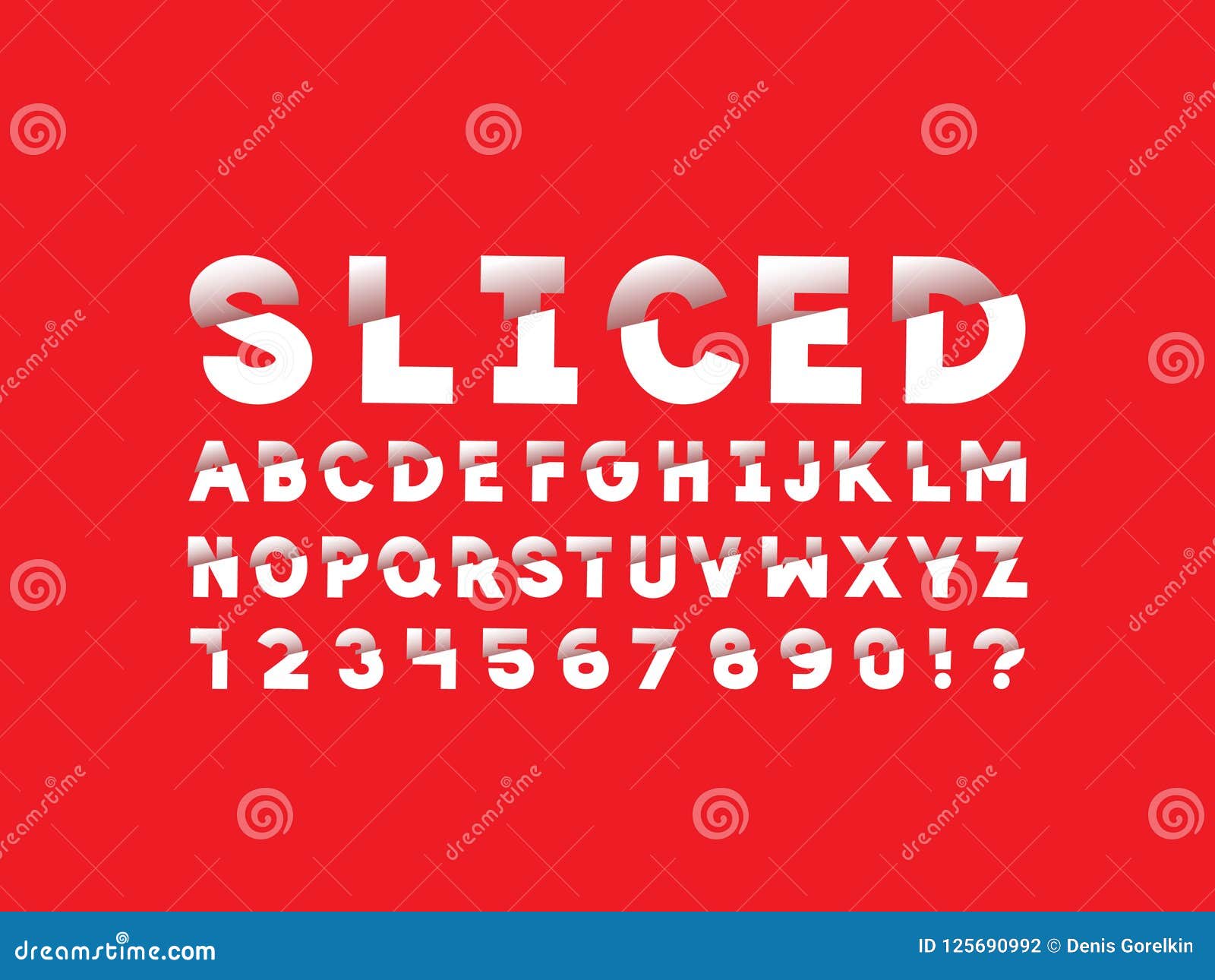 Sliced Font. Vector Alphabet Stock Vector - Illustration of shadow ...