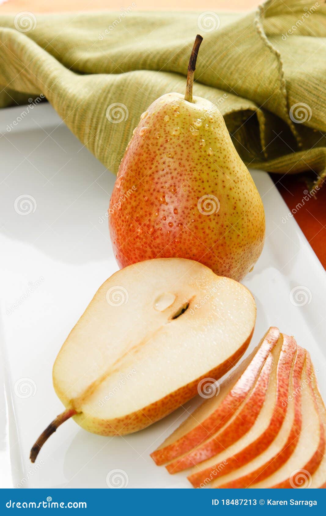 Sliced Forelle Pear stock image. Image of water, sweet - 18487213
