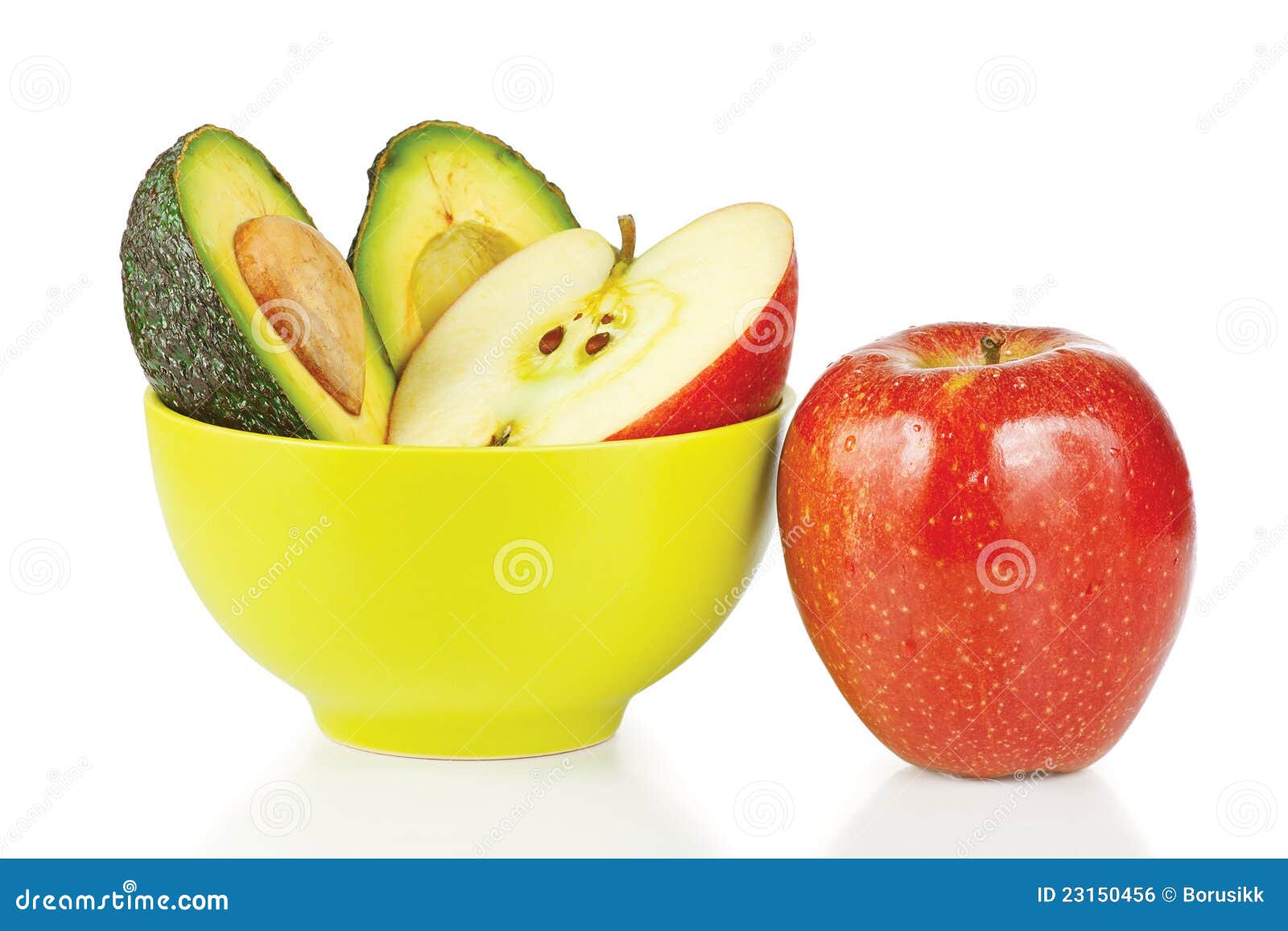 Sliced Fresh Apples and Avocado in Ceramic Cup Stock Photo - Image of ...