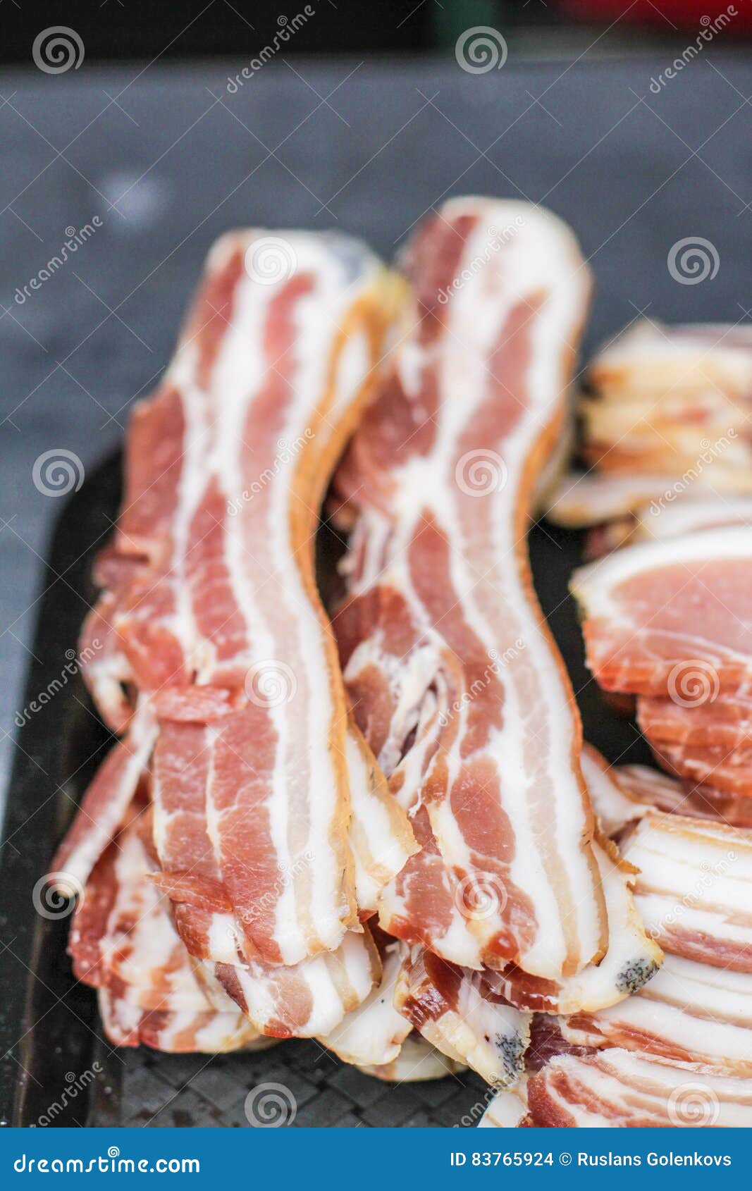 Sliced fresh beacon stock photo. Image of meat, meal - 83765924