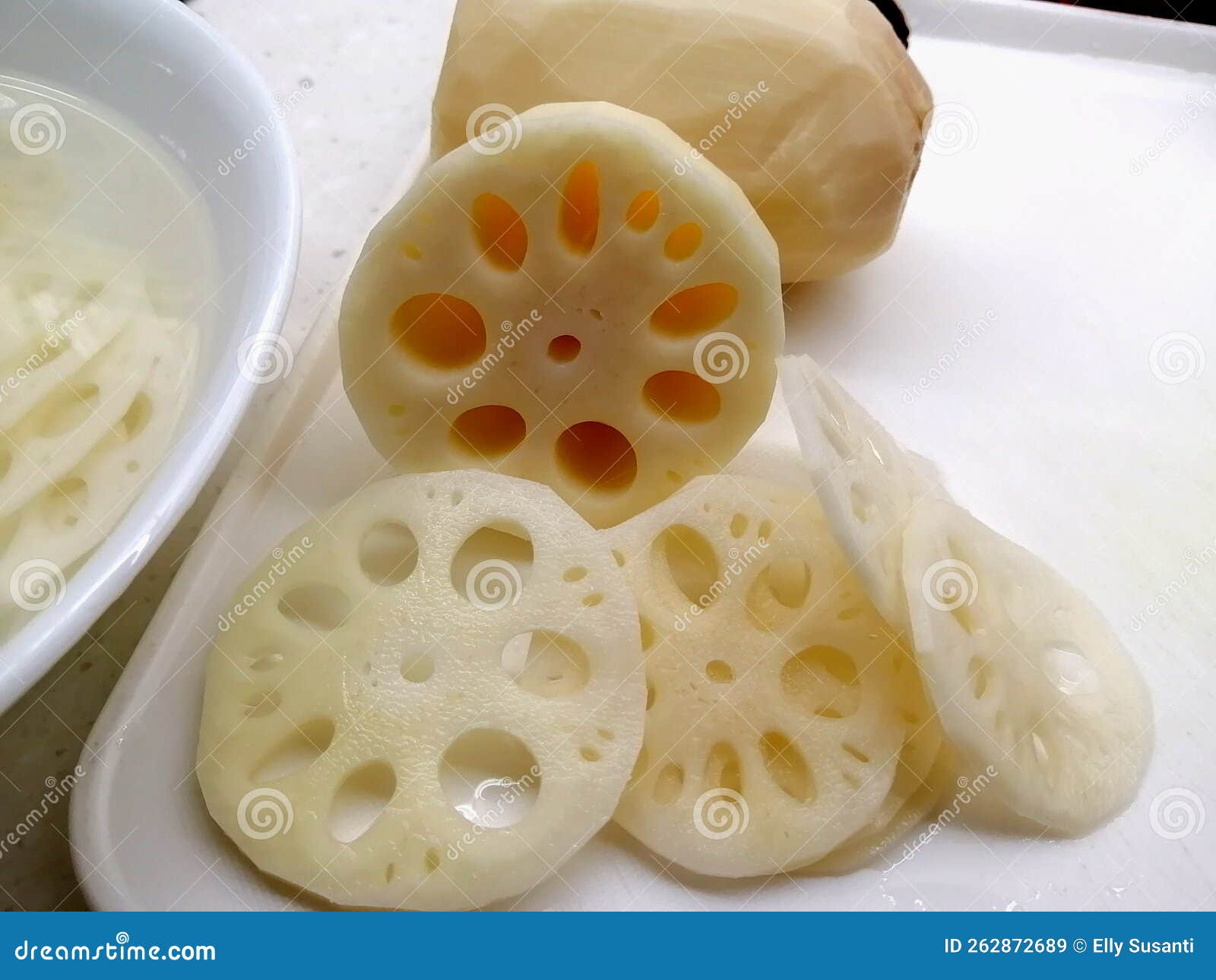 Sliced Fresh Lotus root stock image. Image of sliced - 262872689