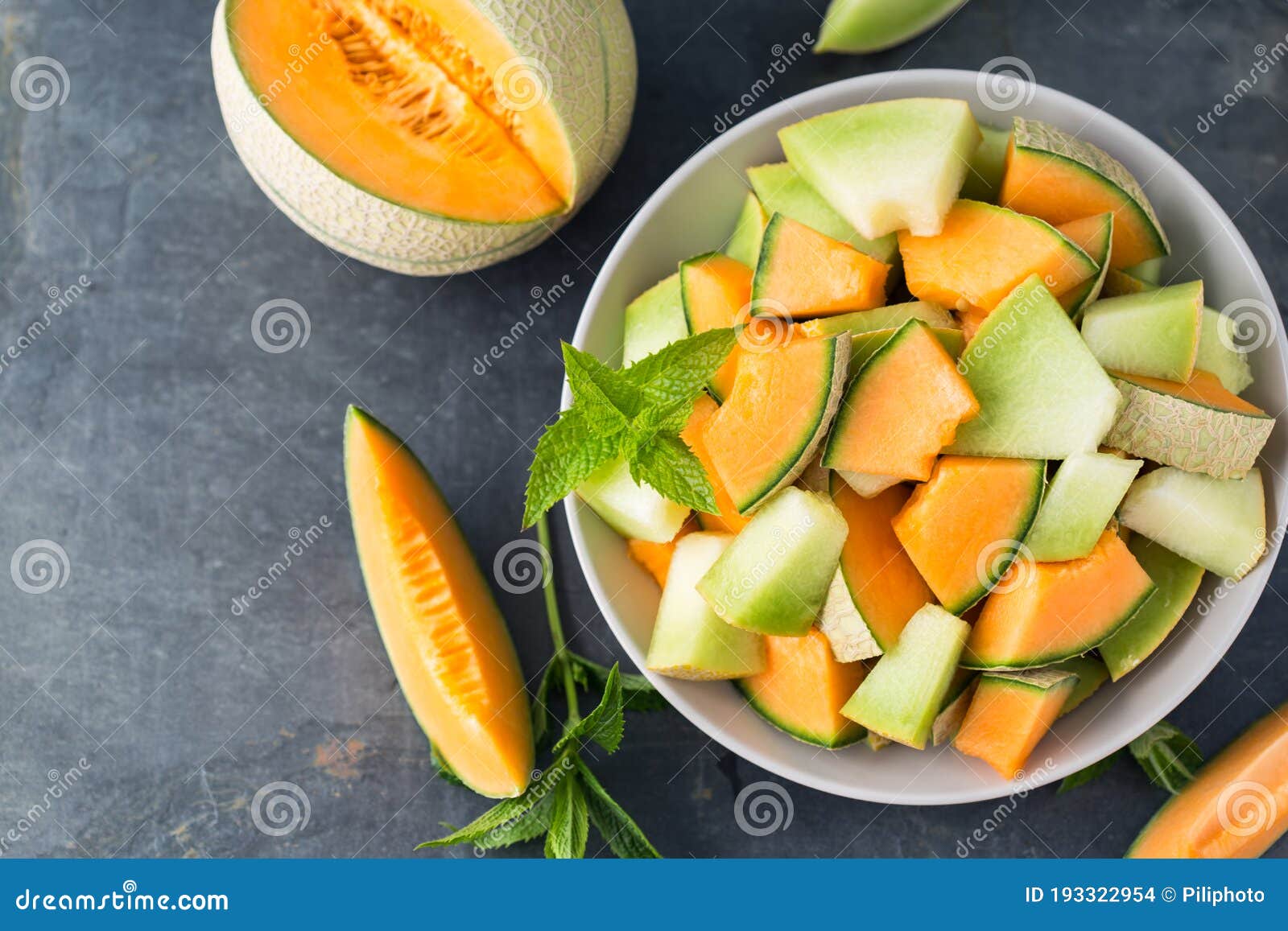 Sliced Fresh Melons in the Plate Stock Photo - Image of melon, golden ...