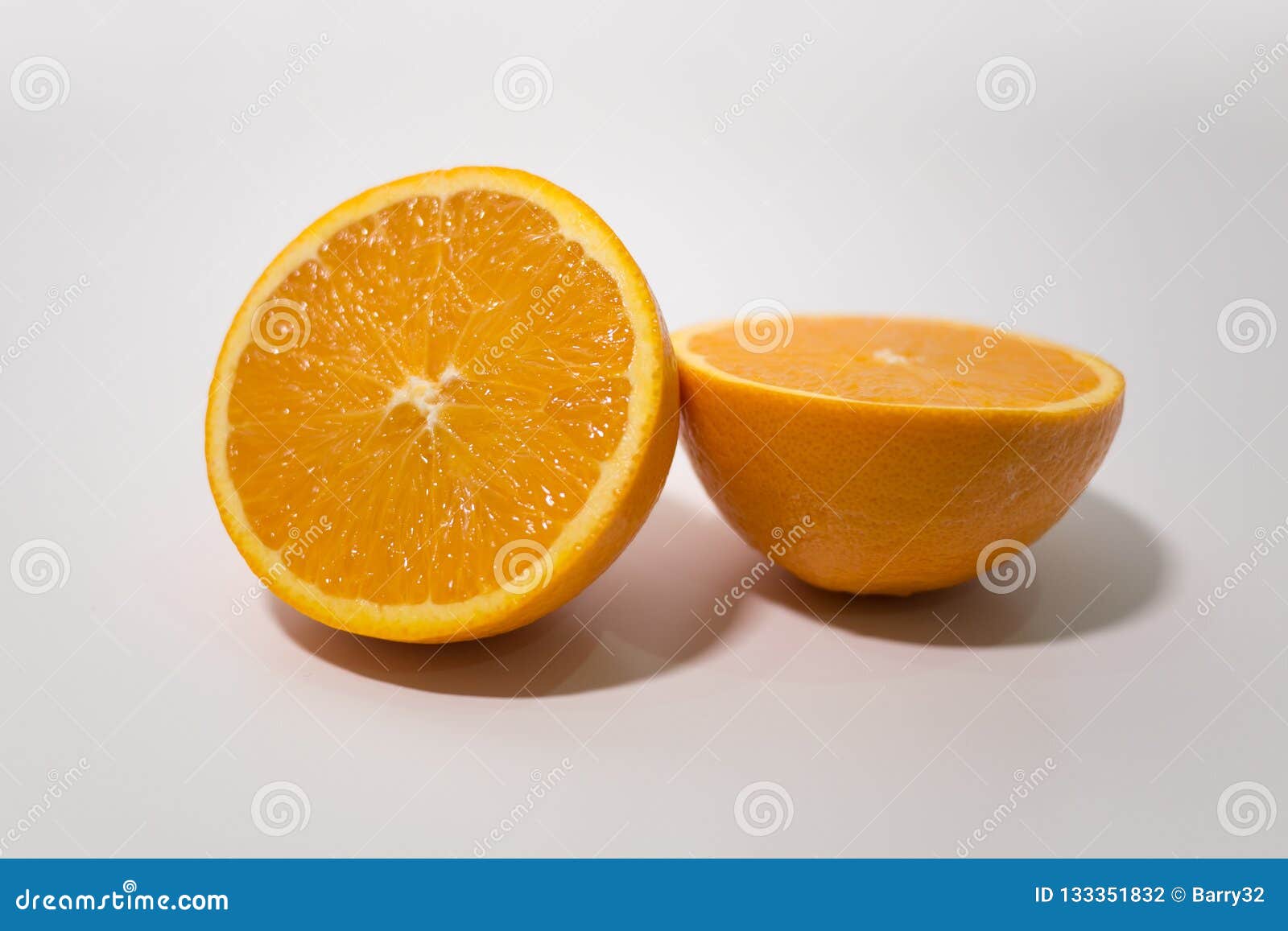 Sliced Fresh Orange Cut in Half on White Background Stock Photo - Image ...