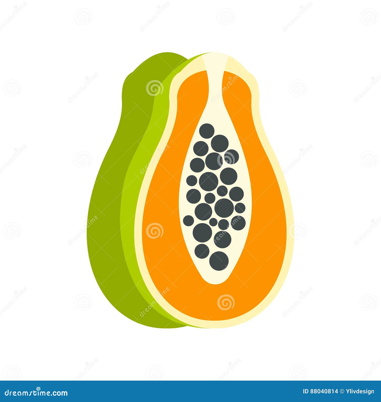 Sliced Fresh Papaya Icon, Flat Style Stock Vector - Illustration of ...