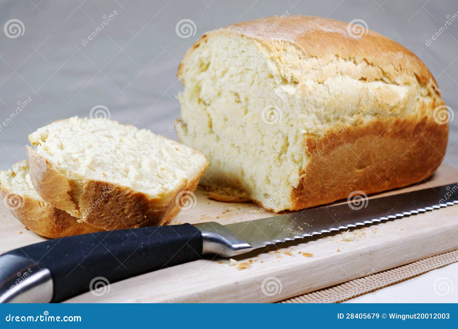 A Sliced, Freshly Baked Loaf of Bread. Stock Image - Image of edge ...