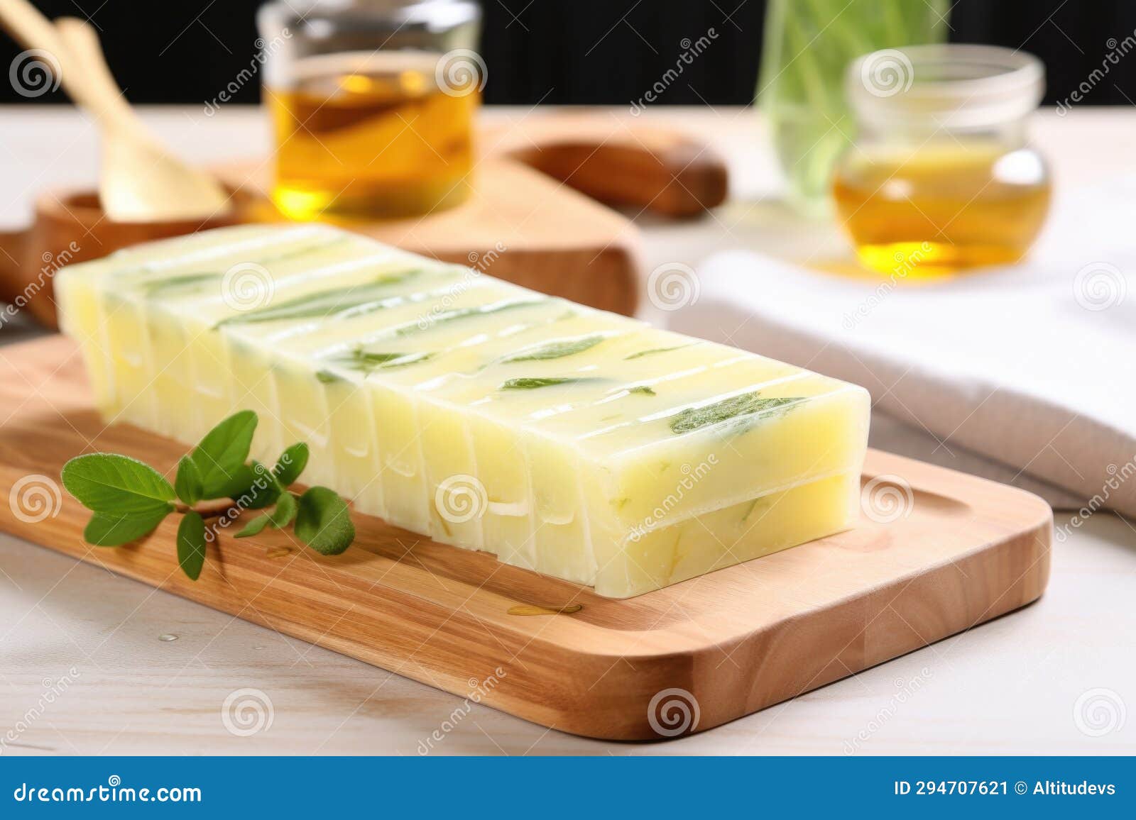 Sliced Freshly Made Soap Loaf on a Board Stock Image - Image of bath ...