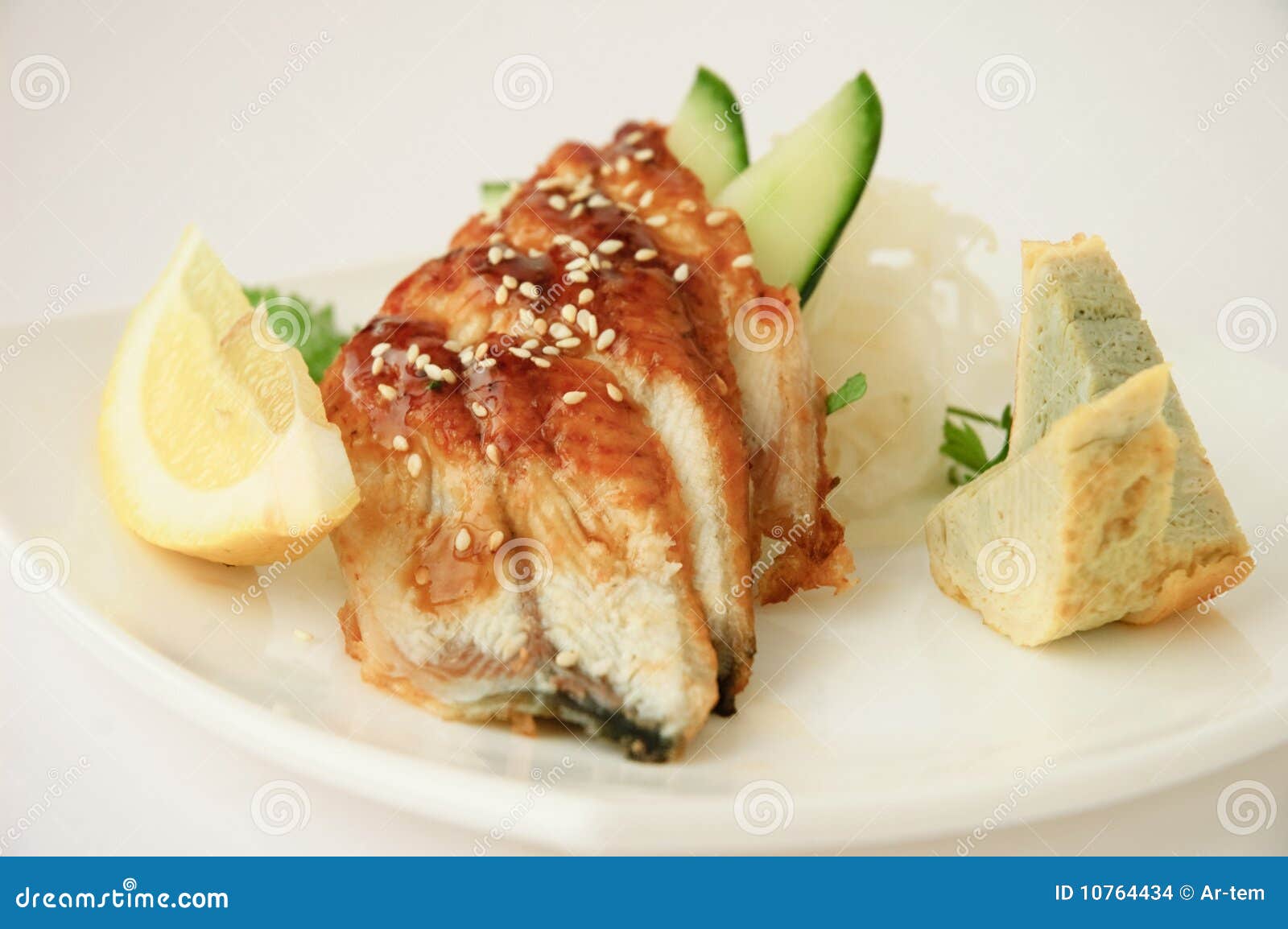 Sliced fried fish (eel) stock photo. Image of isolated - 10764434