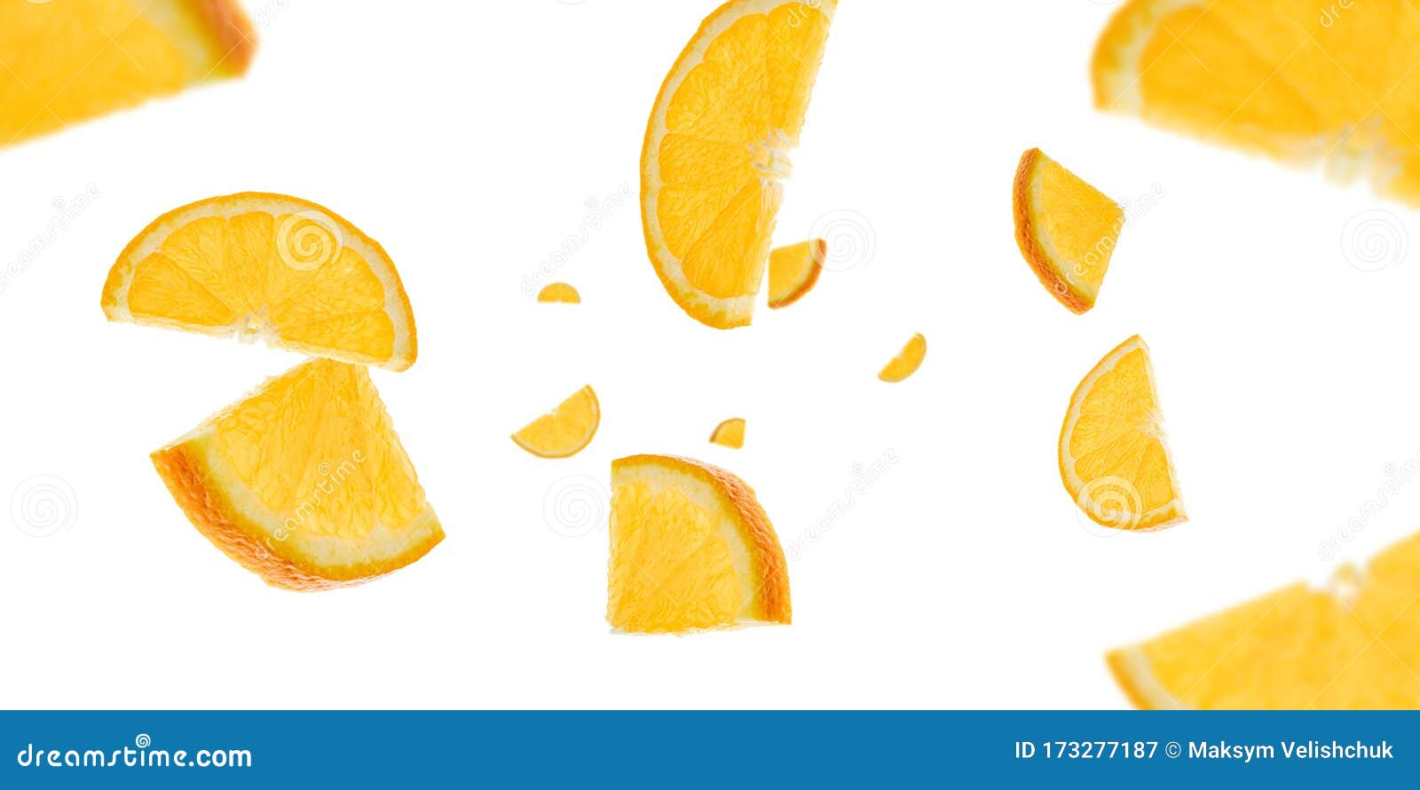 Sliced Fruit Falling Background. Orange Citrus Tangerine Flight in Air ...