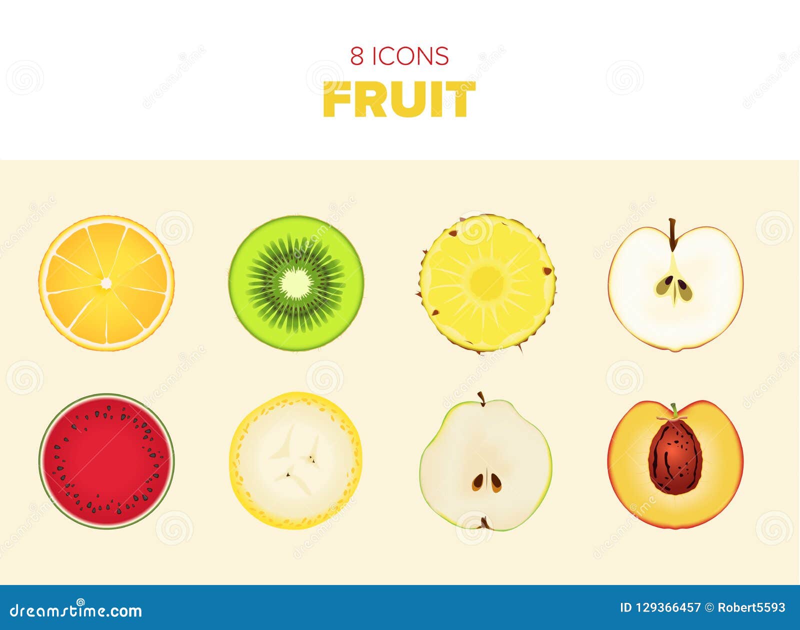 Sliced fruit vectors stock vector. Illustration of orange - 129366457