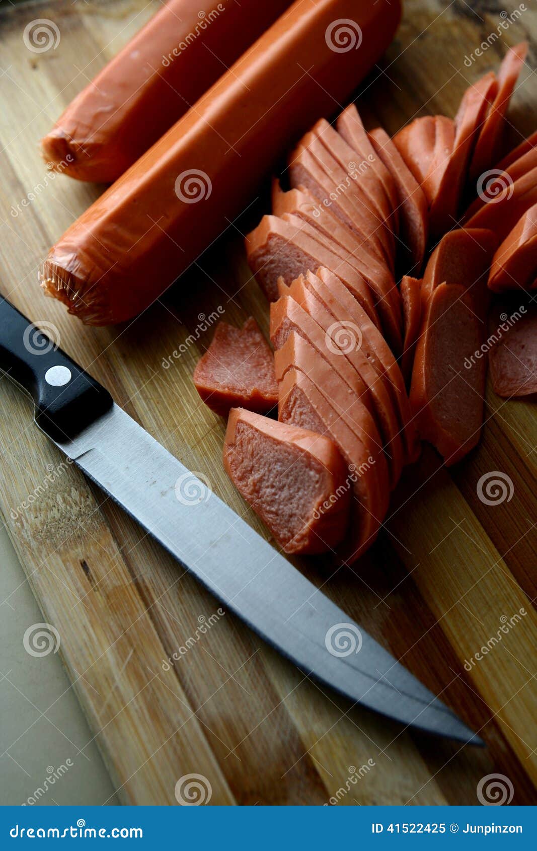 Sliced German Franks or Suasages Stock Image - Image of table, meat ...