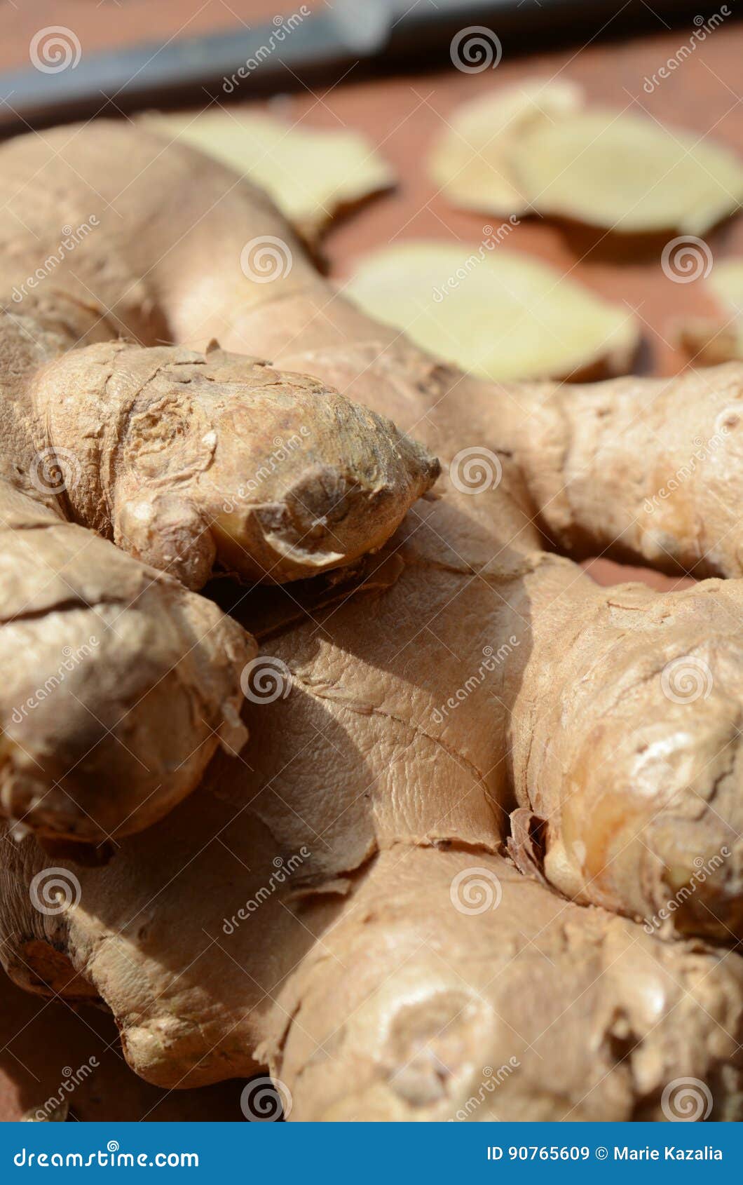 Sliced ginger root stock image. Image of shadows, knife - 90765609