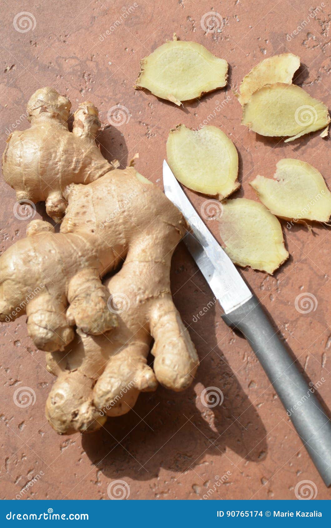 Sliced ginger root stock photo. Image of background, knife - 90765174