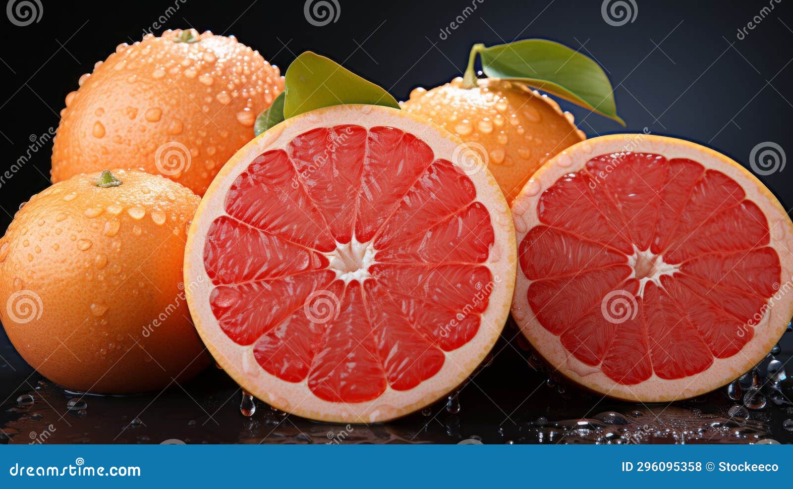 Sliced Grapefruit on Black Background: Uhd Image with Larme Kei Style ...