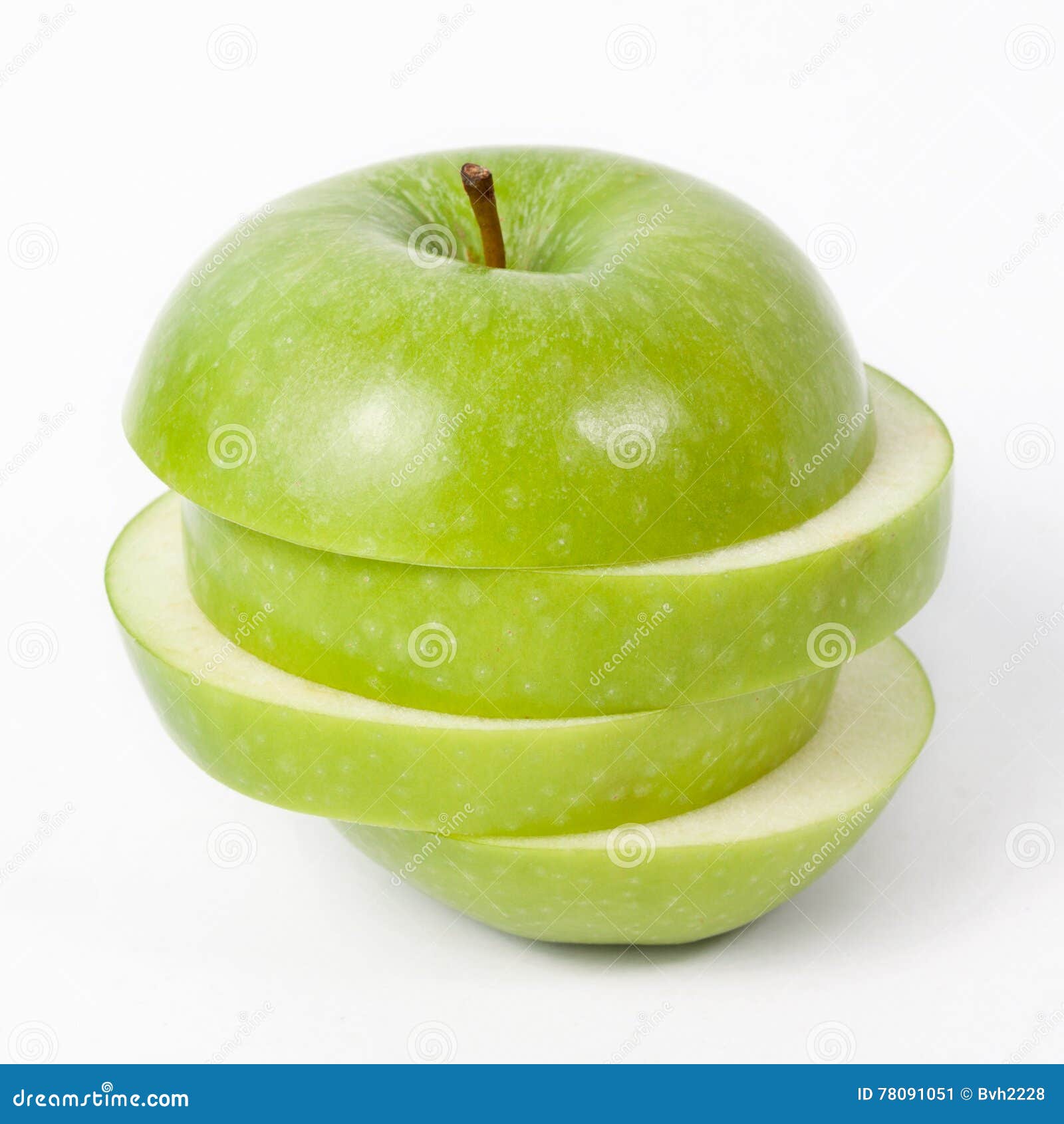 Sliced Green Apple Isolated on White Background Stock Image - Image of ...