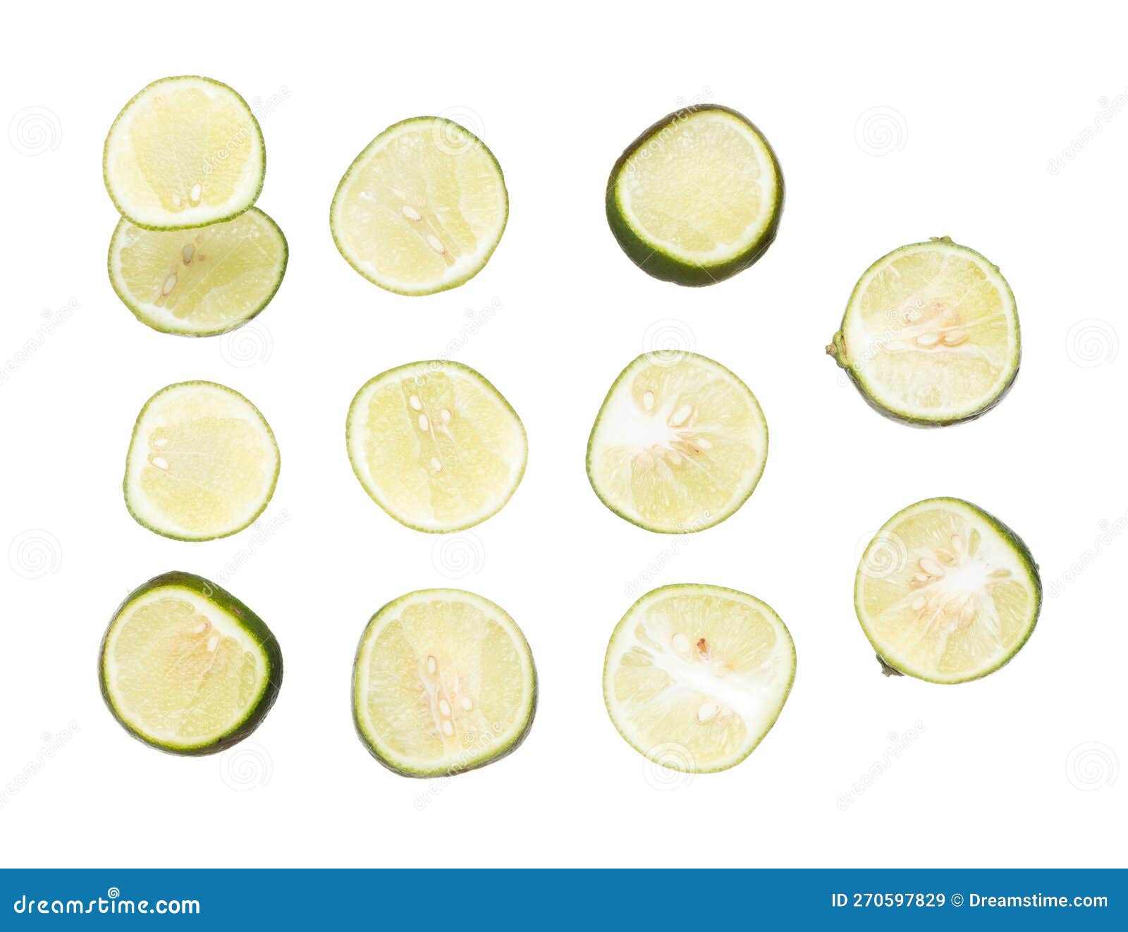 Sliced Green Lime Fly Explosion, Many Round Green Lime Fall Down Fruit ...