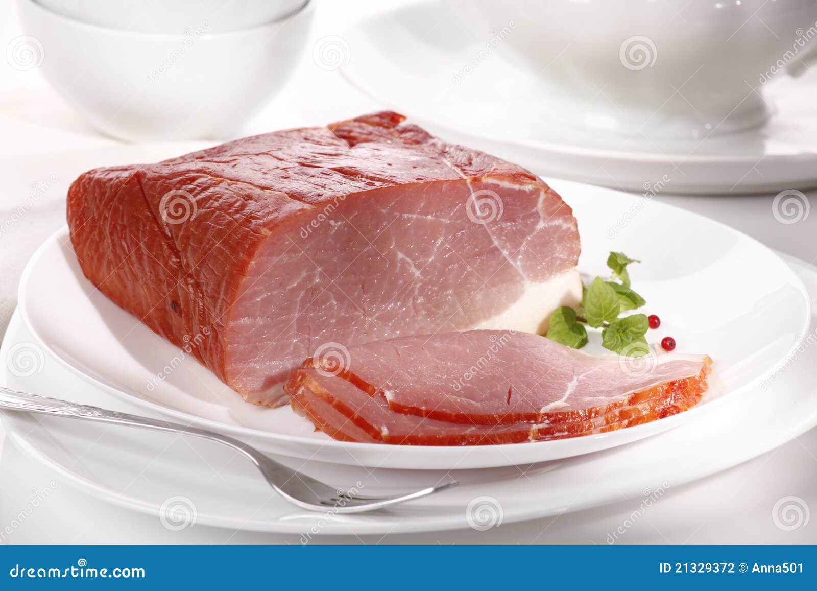 Sliced ham stock photo. Image of dish, pepper, pork, plate - 21329372