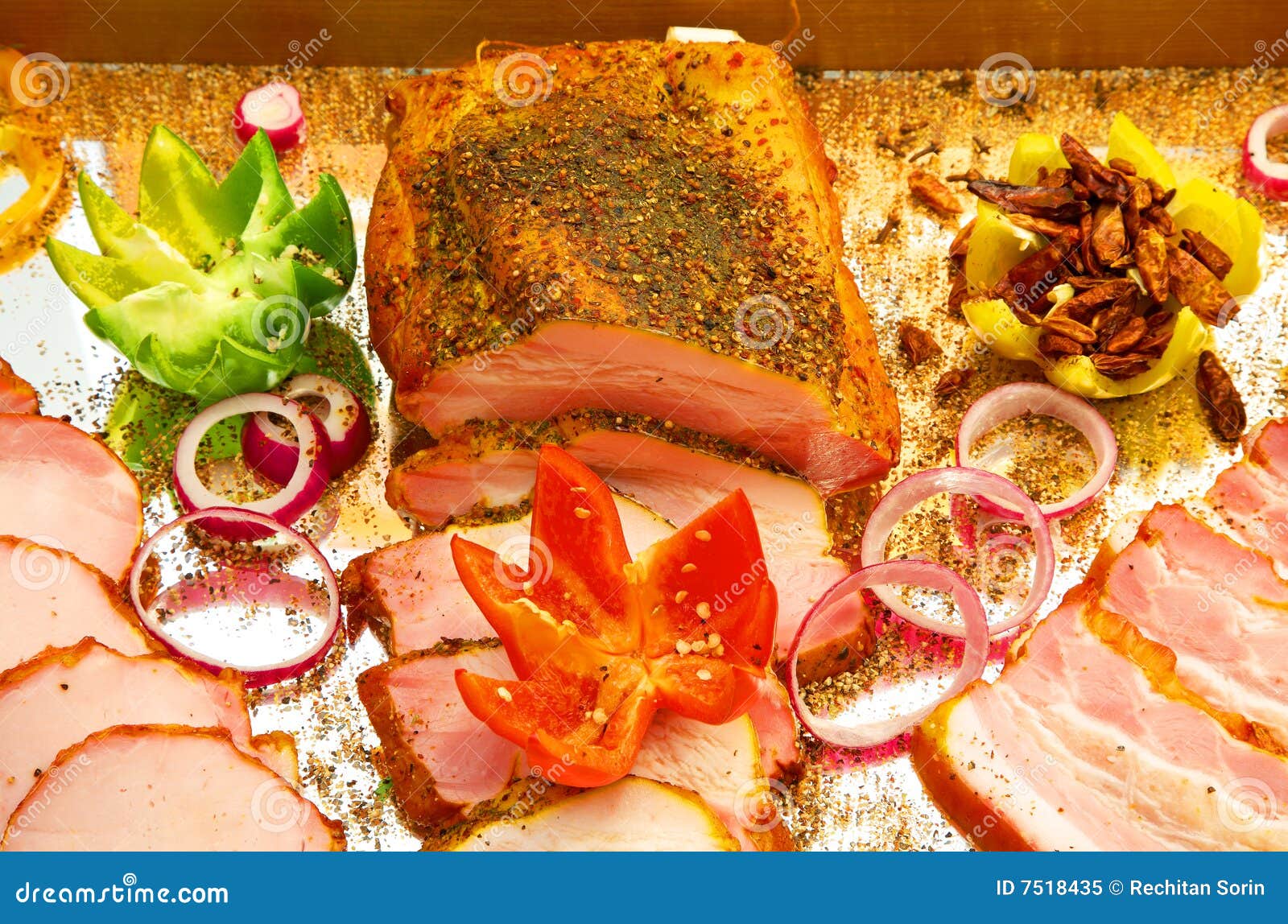 Sliced Ham stock image. Image of cuisine, gherkin, paprika - 7518435