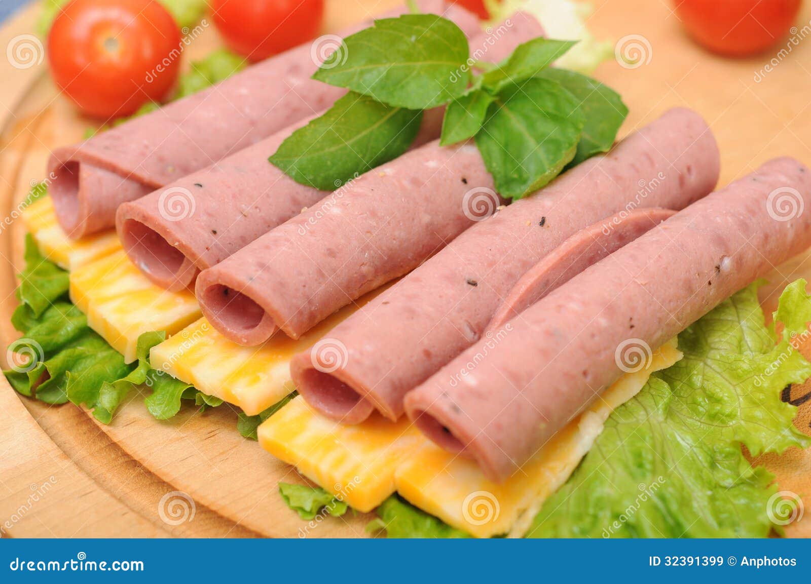 Sliced ham cheese stock image. Image of cherry, basket - 32391399