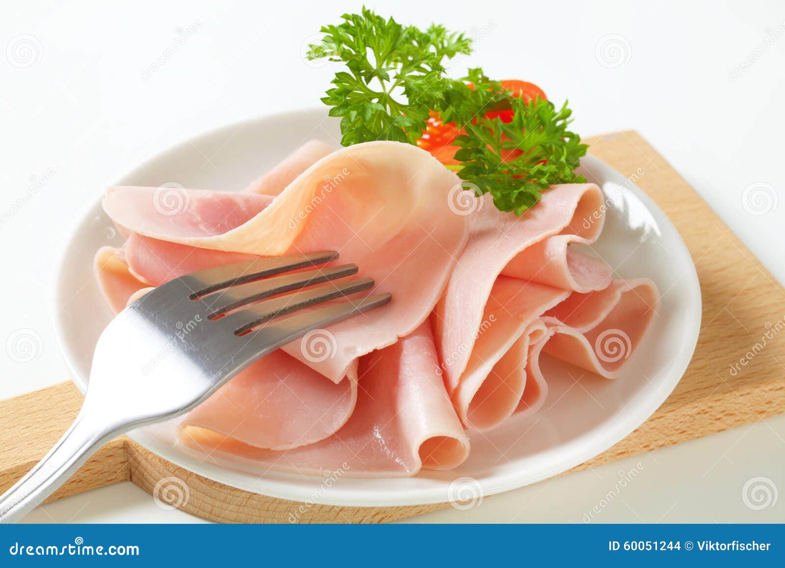 Sliced ham stock photo. Image of parsley, boneless, leaf - 60051244
