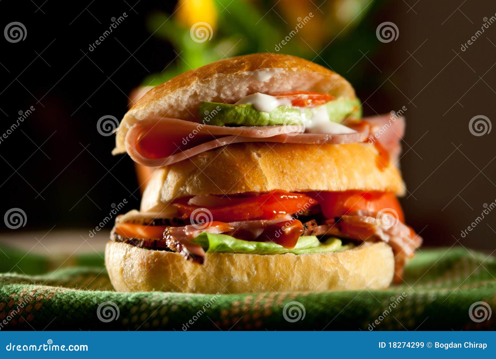 Sliced ham sandwich stock image. Image of fast, cheese - 18274299