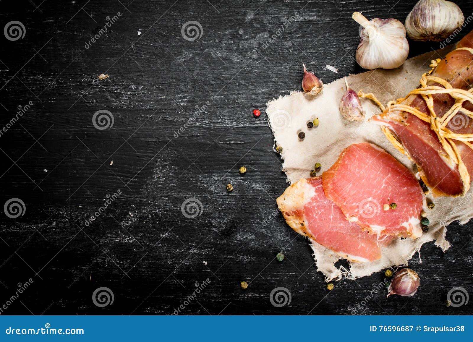 Sliced Ham with Spice and Garlic. Stock Image - Image of snack, meat ...