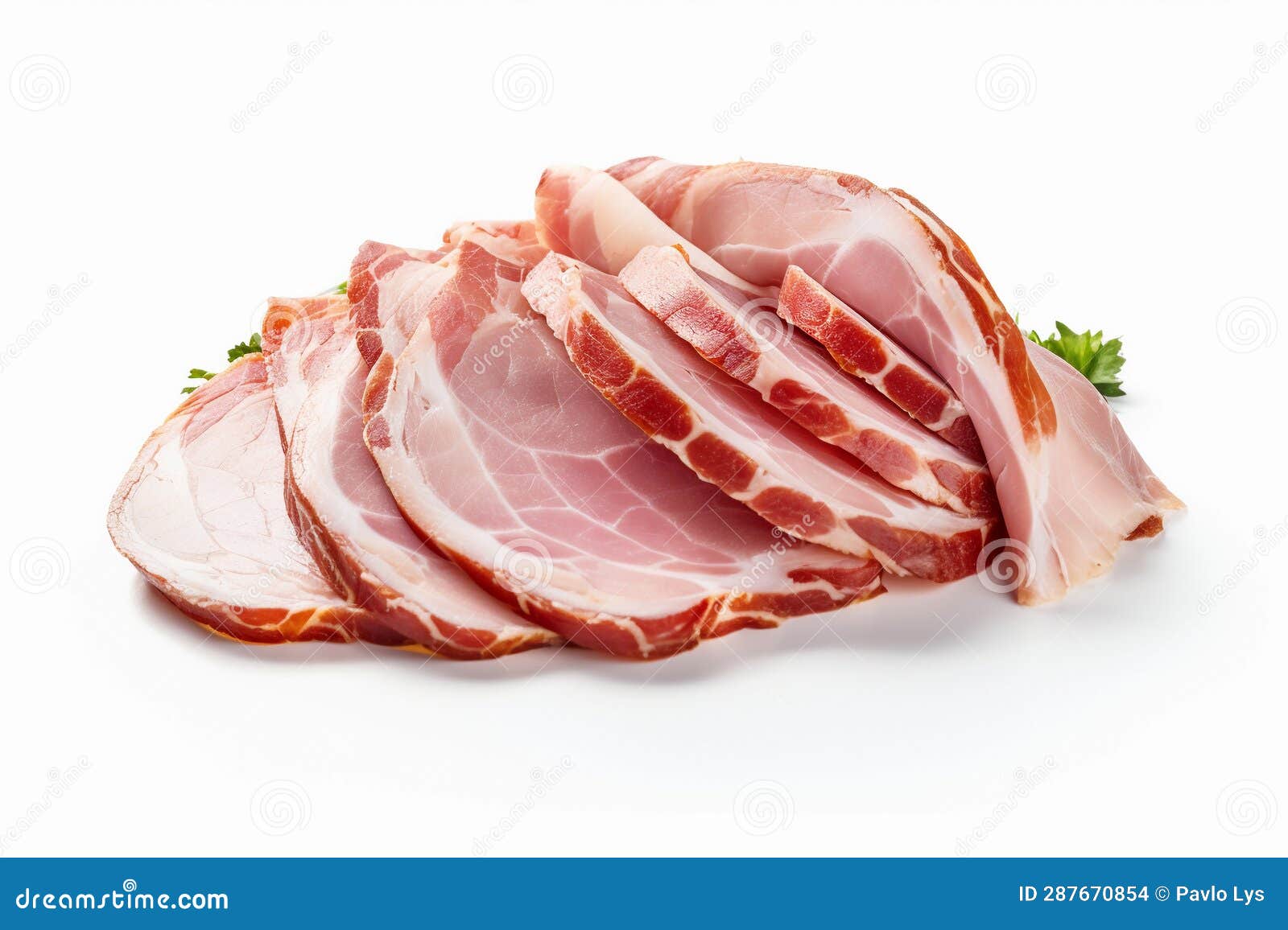 Sliced Ham on White Background Stock Illustration - Illustration of ...