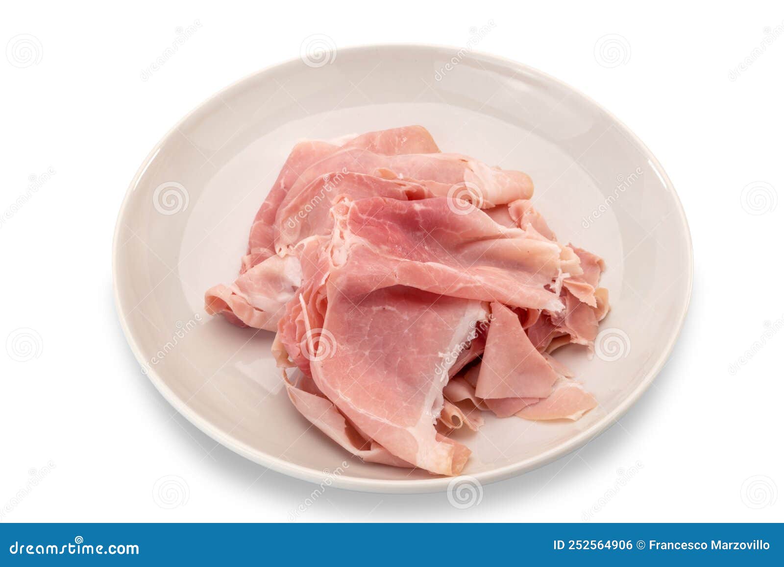 Sliced ham in white dish stock photo. Image of cuisine - 252564906