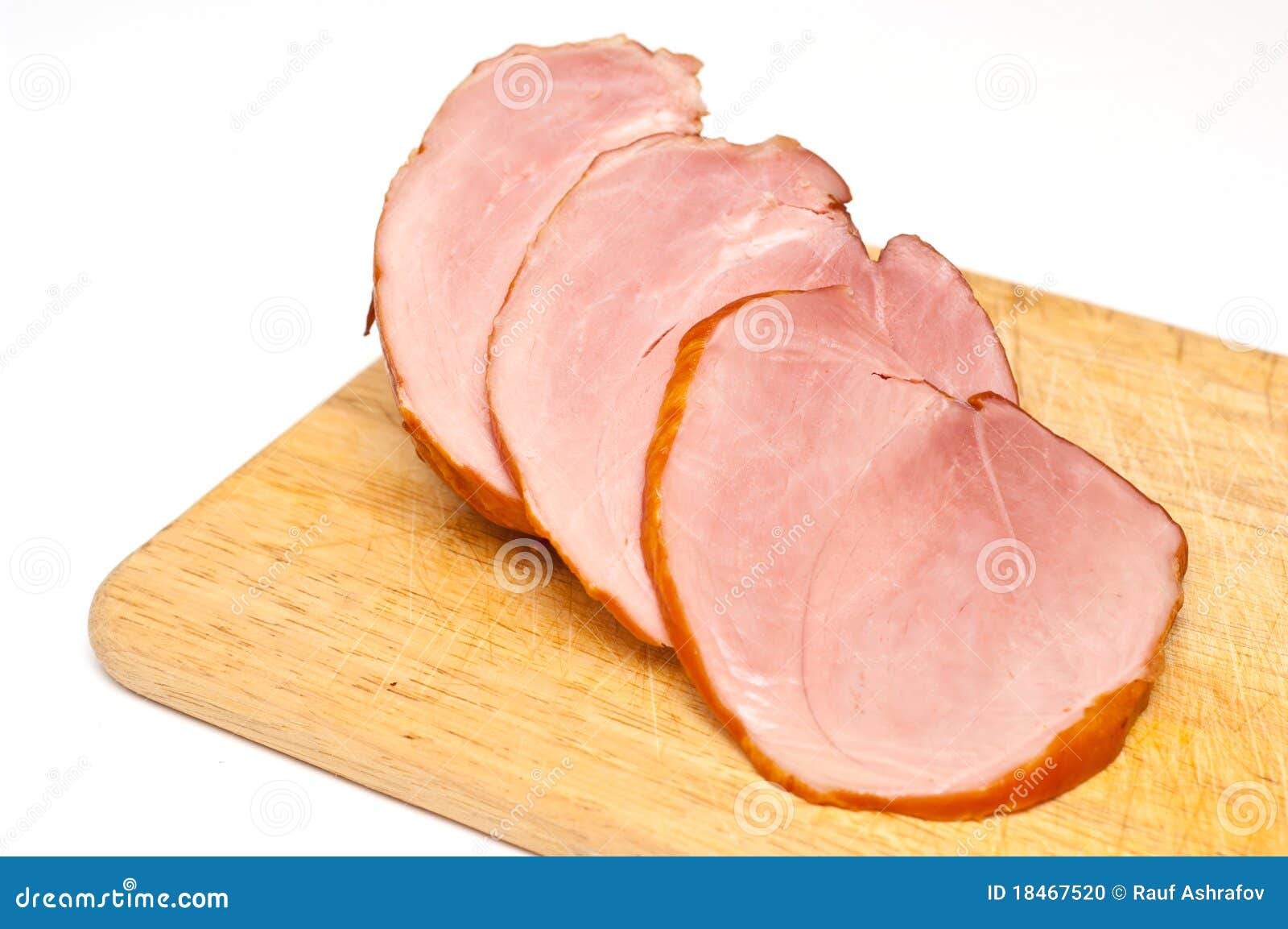 Sliced Ham on a Wooden Board Stock Photo - Image of isolated, tasty ...