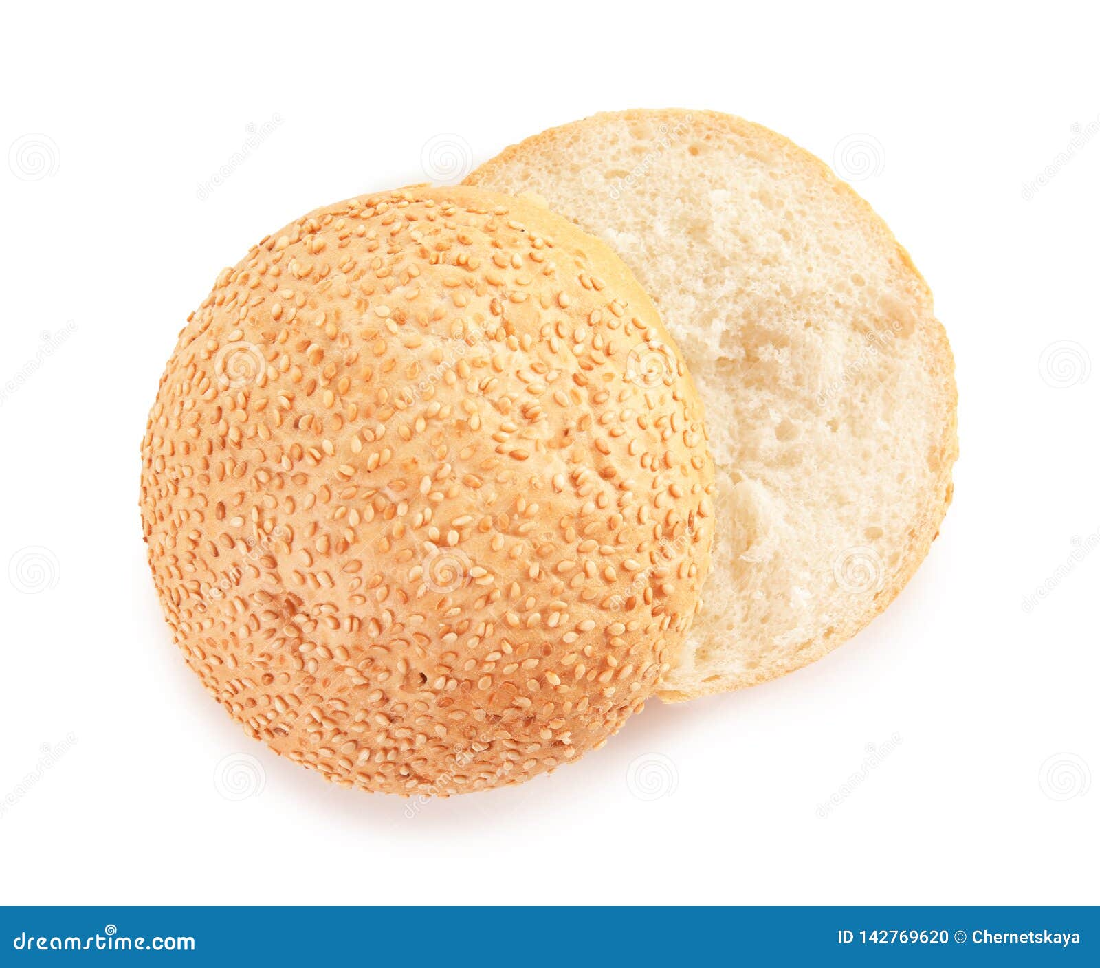 Sliced Hamburger Bun on White, Top View. Bread Product Stock Photo ...