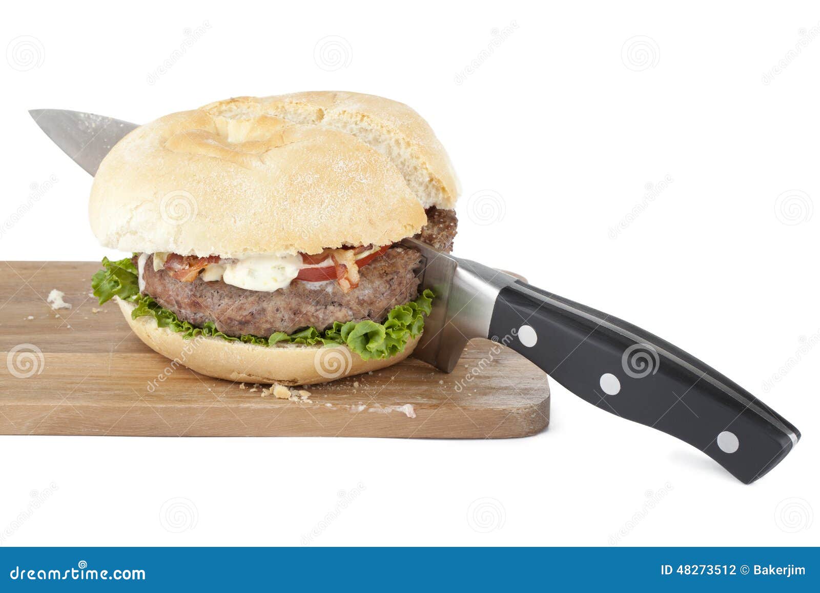 Sliced hamburger stock photo. Image of knife, grilled - 48273512