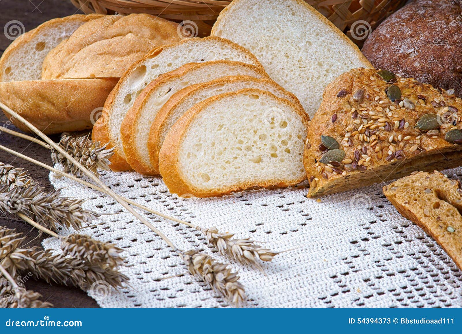 Sliced Handmade White Bread on a Tablecloth Stock Image - Image of ...