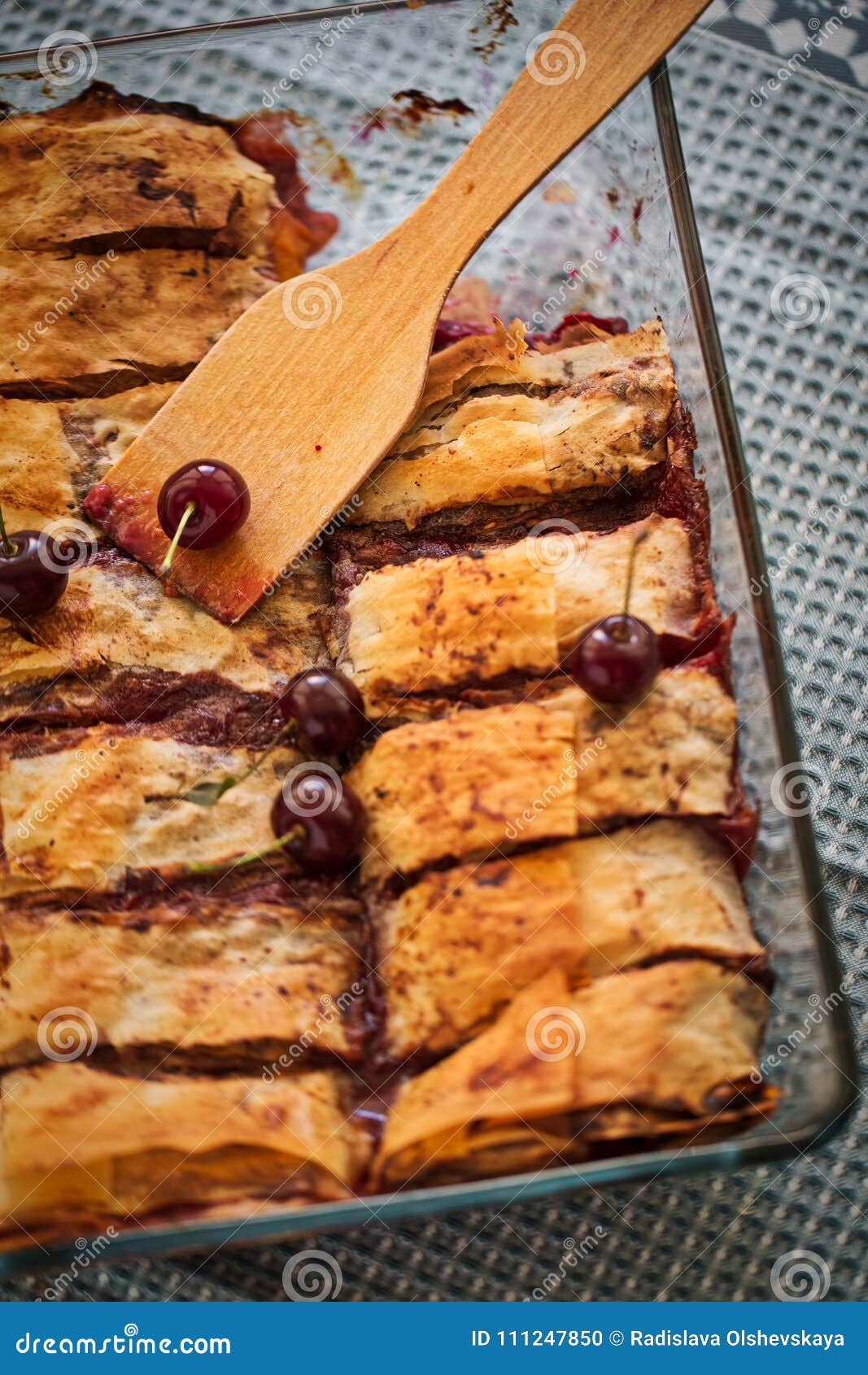 Sliced Cherry Strudel on a Plate. Stock Photo - Image of crust, dessert ...
