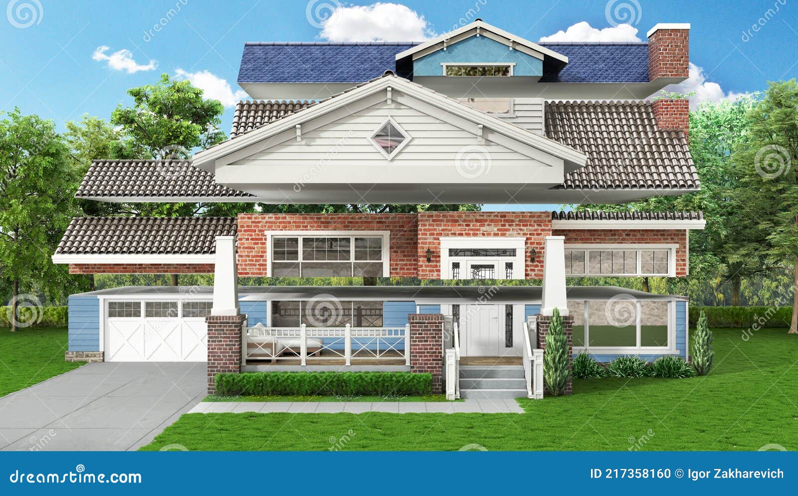 Sliced House, See Construction Process With Building Materials On The ...