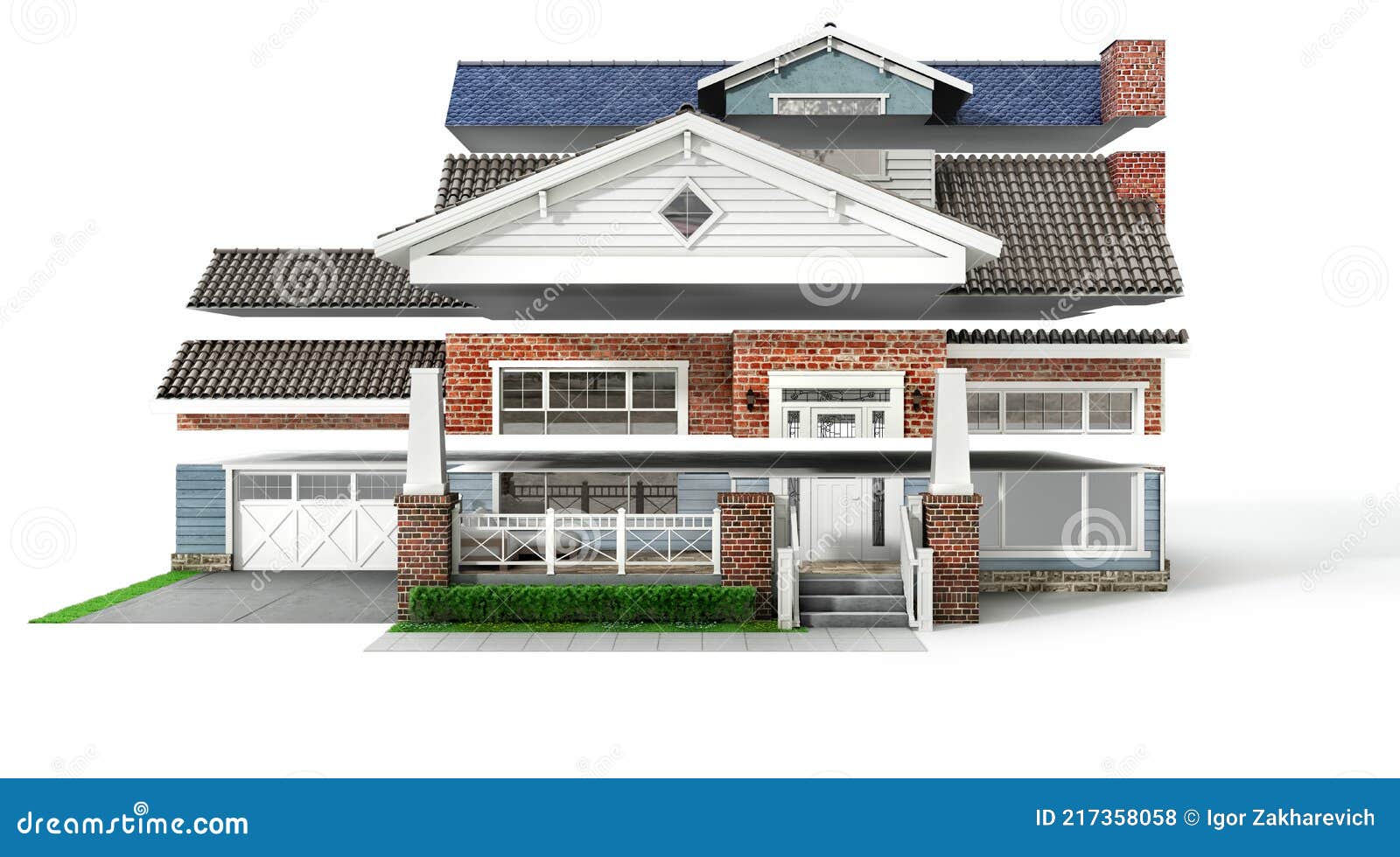 Sliced House, See Construction Process With Building Materials On The ...